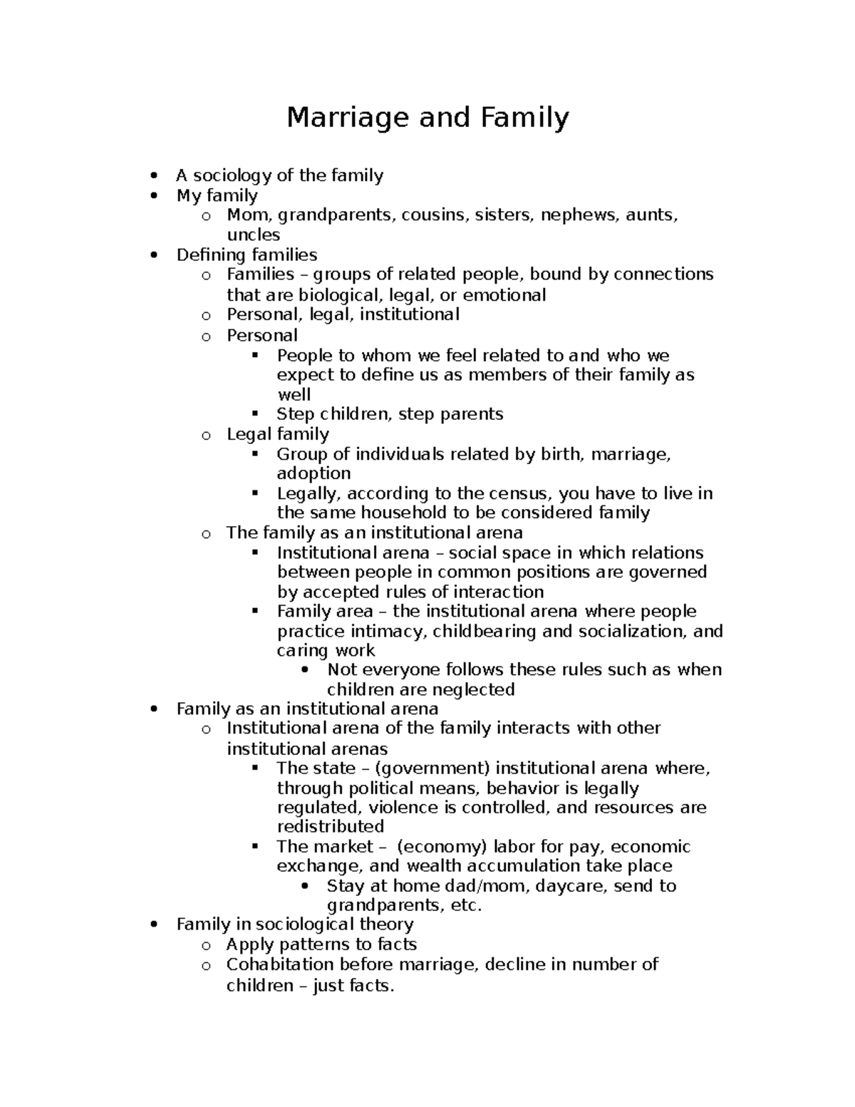 Marriage and Family - Lecture notes 1-45 - Marriage and Family A ...