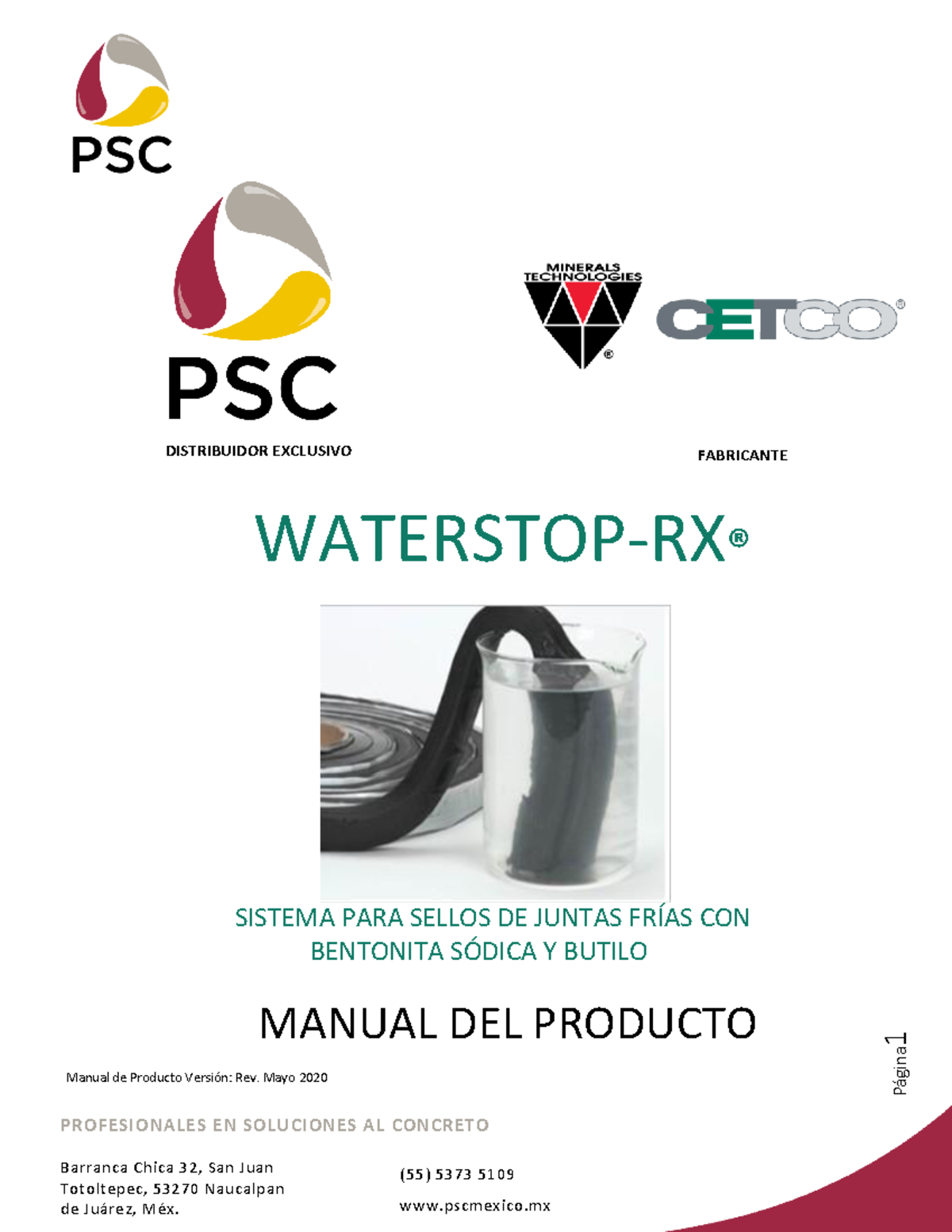 Manual Banda Waterstop RX-101 - ####### P R O F E S I O N A L E S E N S ...