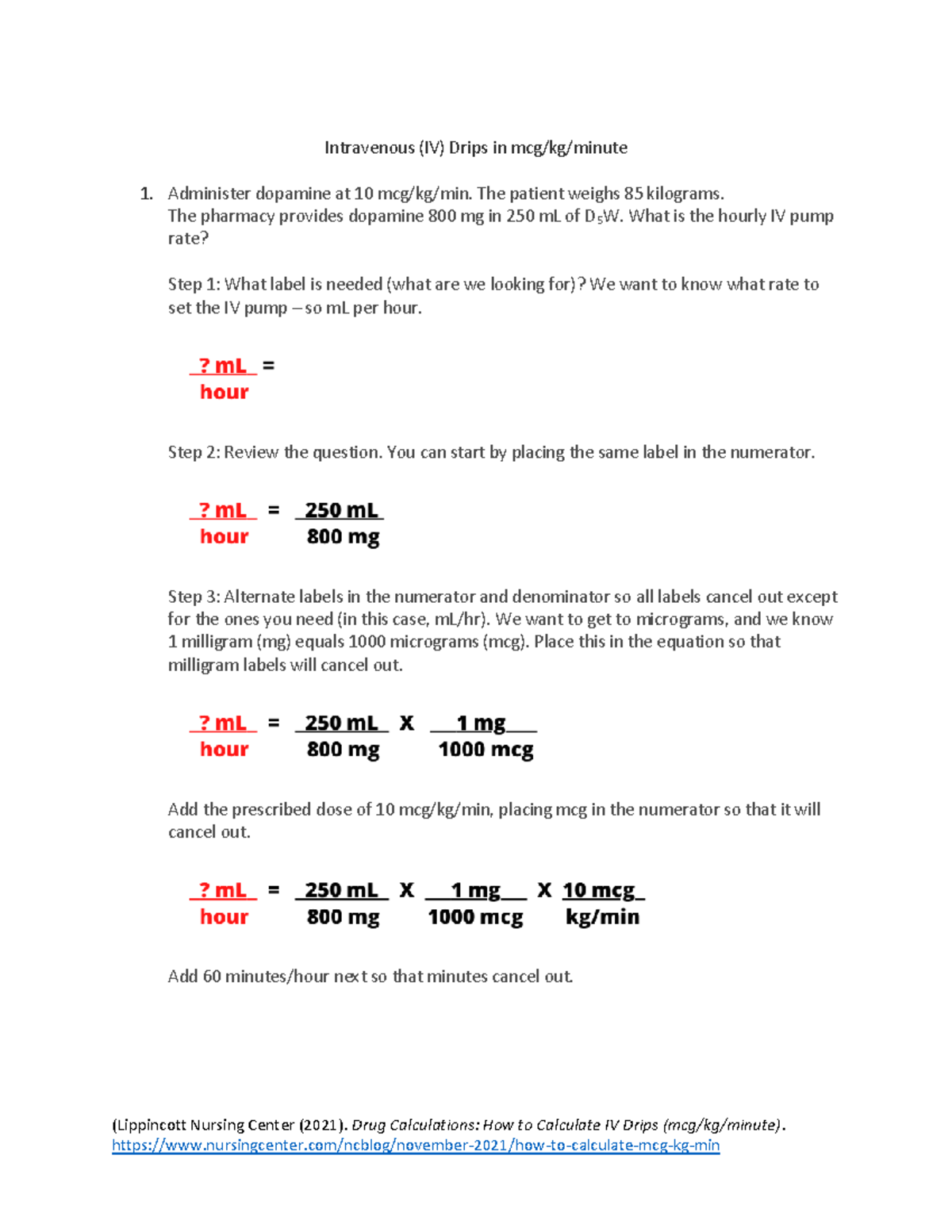 How to Work Weight Based IV rate - (Lippincott Nursing Center (2021 ...
