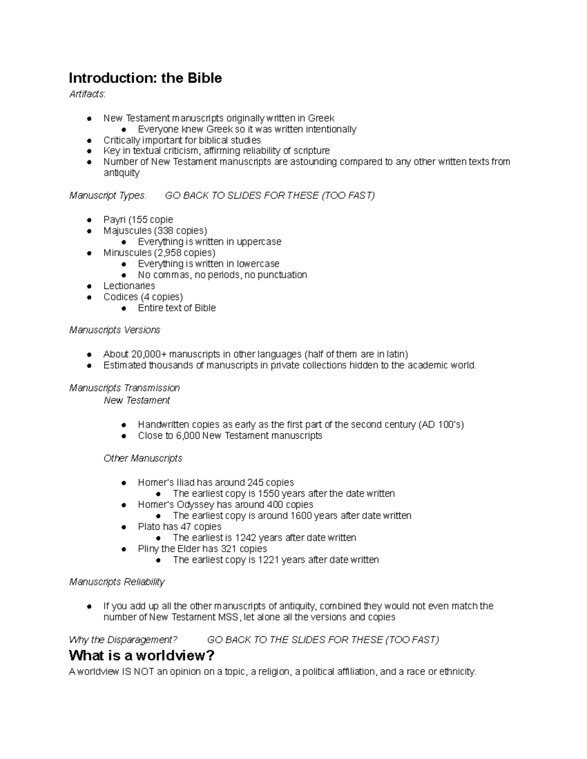 Christian worldview - Introduction: the Bible Artifacts: New Testament ...