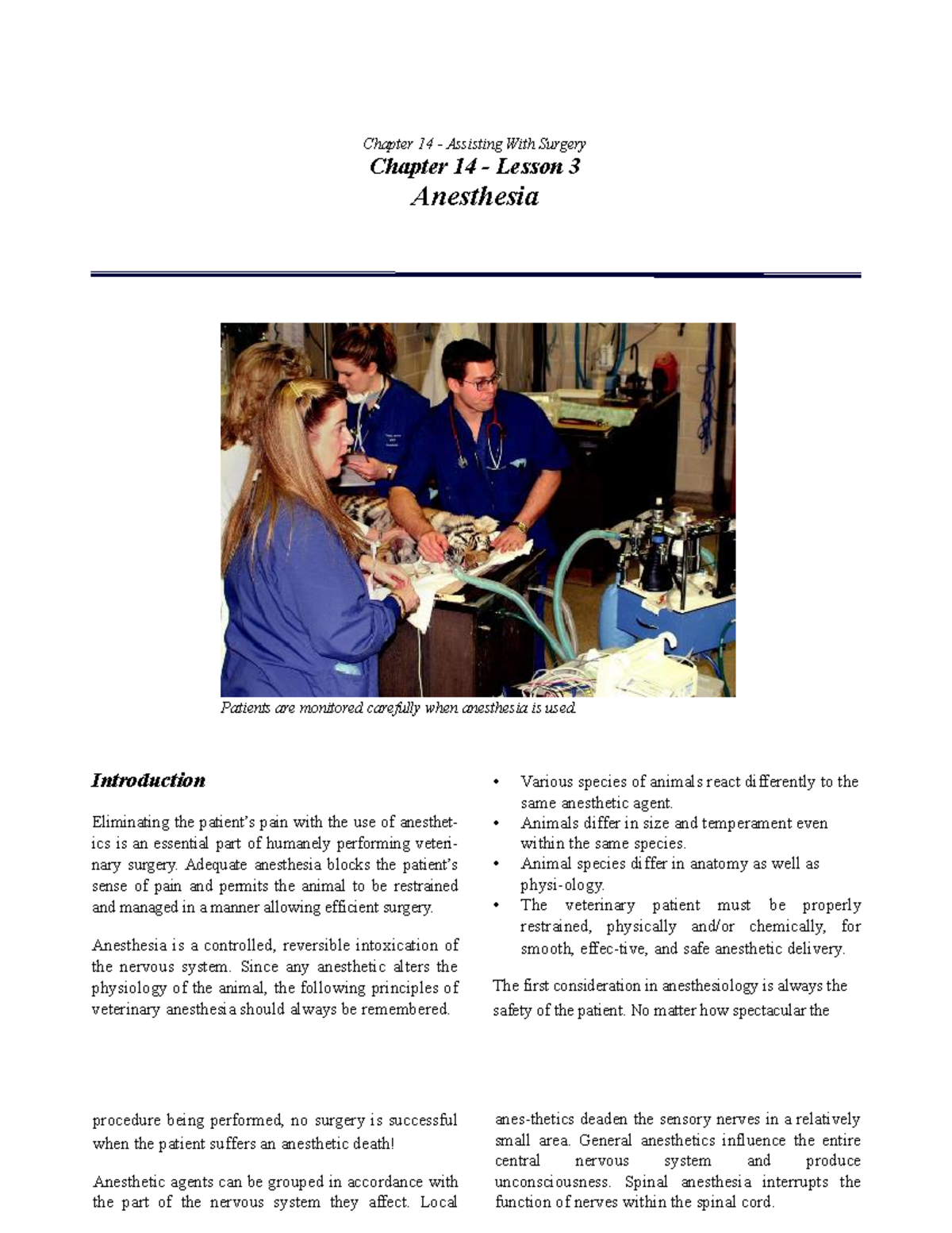 Ch14-03 Anesthesia - /VTNE-Veterinary-Science - Chapter 14 - Assisting ...