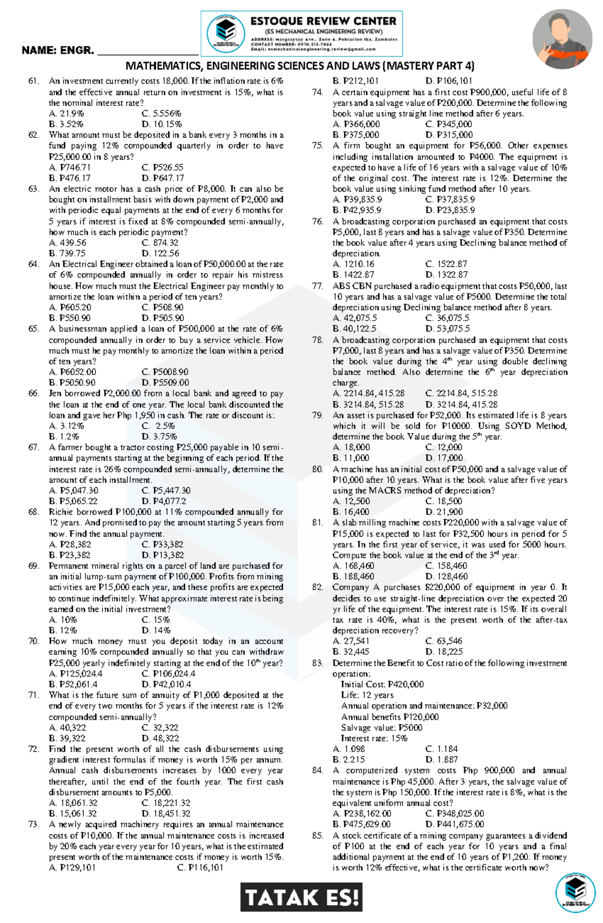 MESL Mastery PART 4 - Lecture - An investment currently costs 18,000 ...