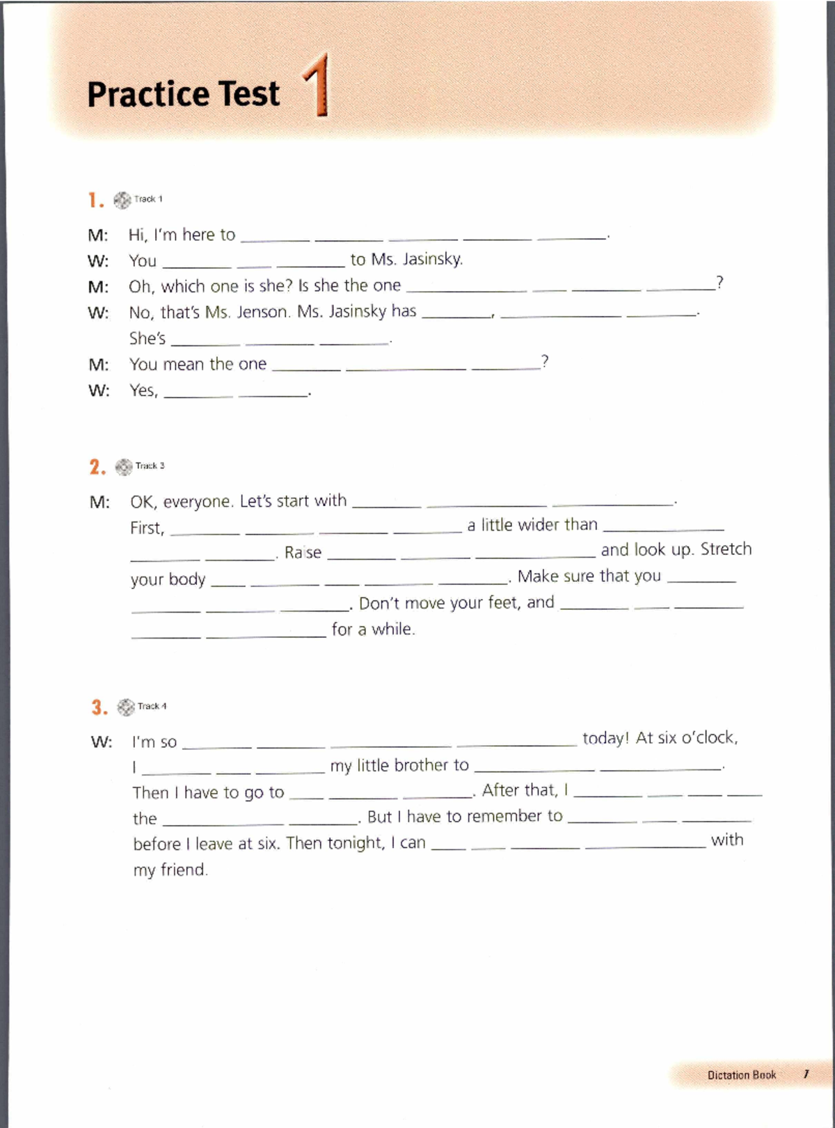 Target Listening 1 Dictation BOOK - . Raise and look up. Stretch your ...