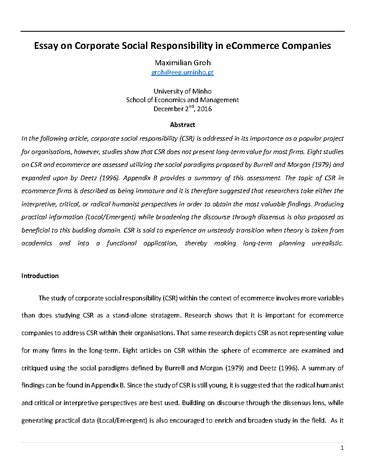 Essay on Corporate Social Responsibility - uminho University of Minho ...