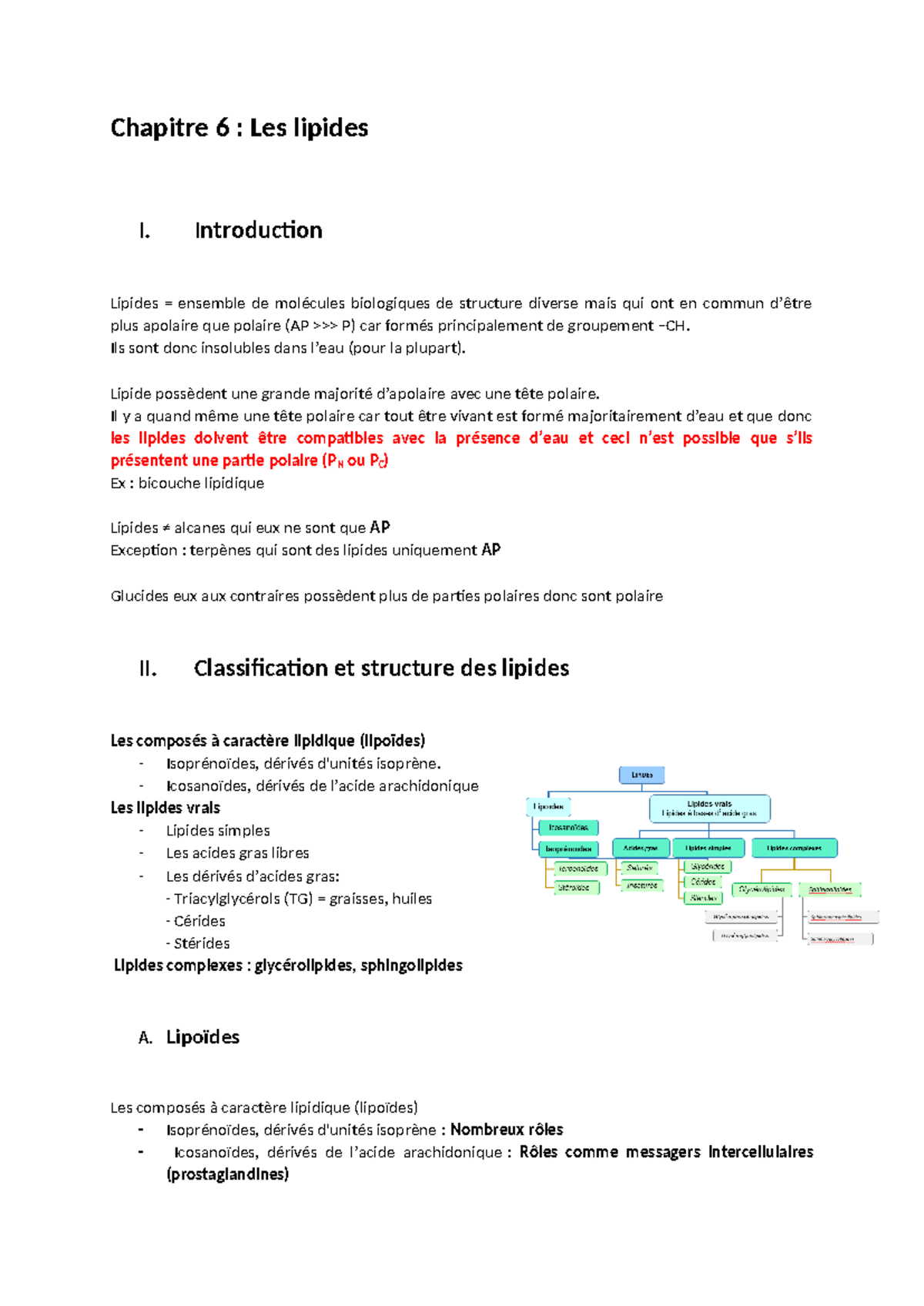 Chapitre 9 - Cours de biochimie - Chapitre 6 : Les lipides I. Introduction Lipides = ensemble de ...