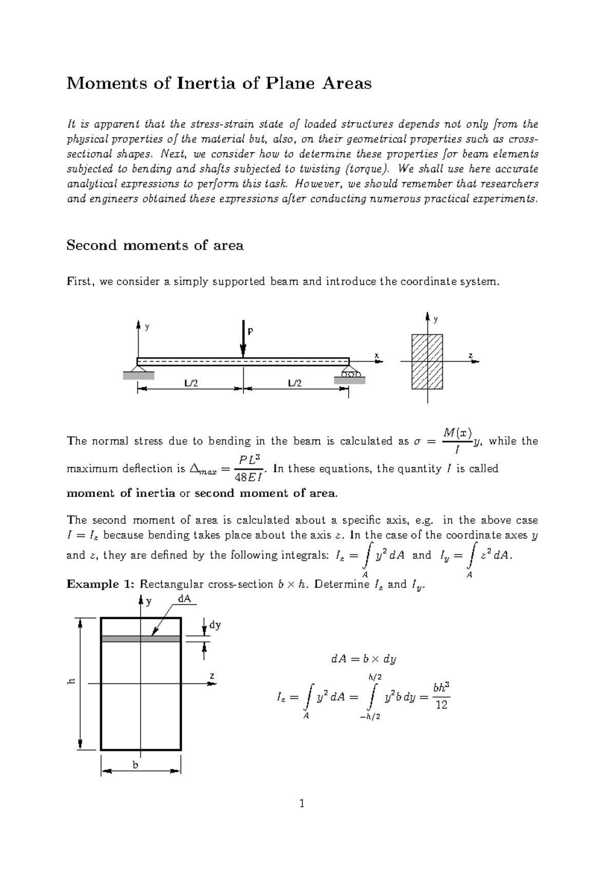 Moments Of Inertia - these are lecture notes - Moments of Inertia of ...