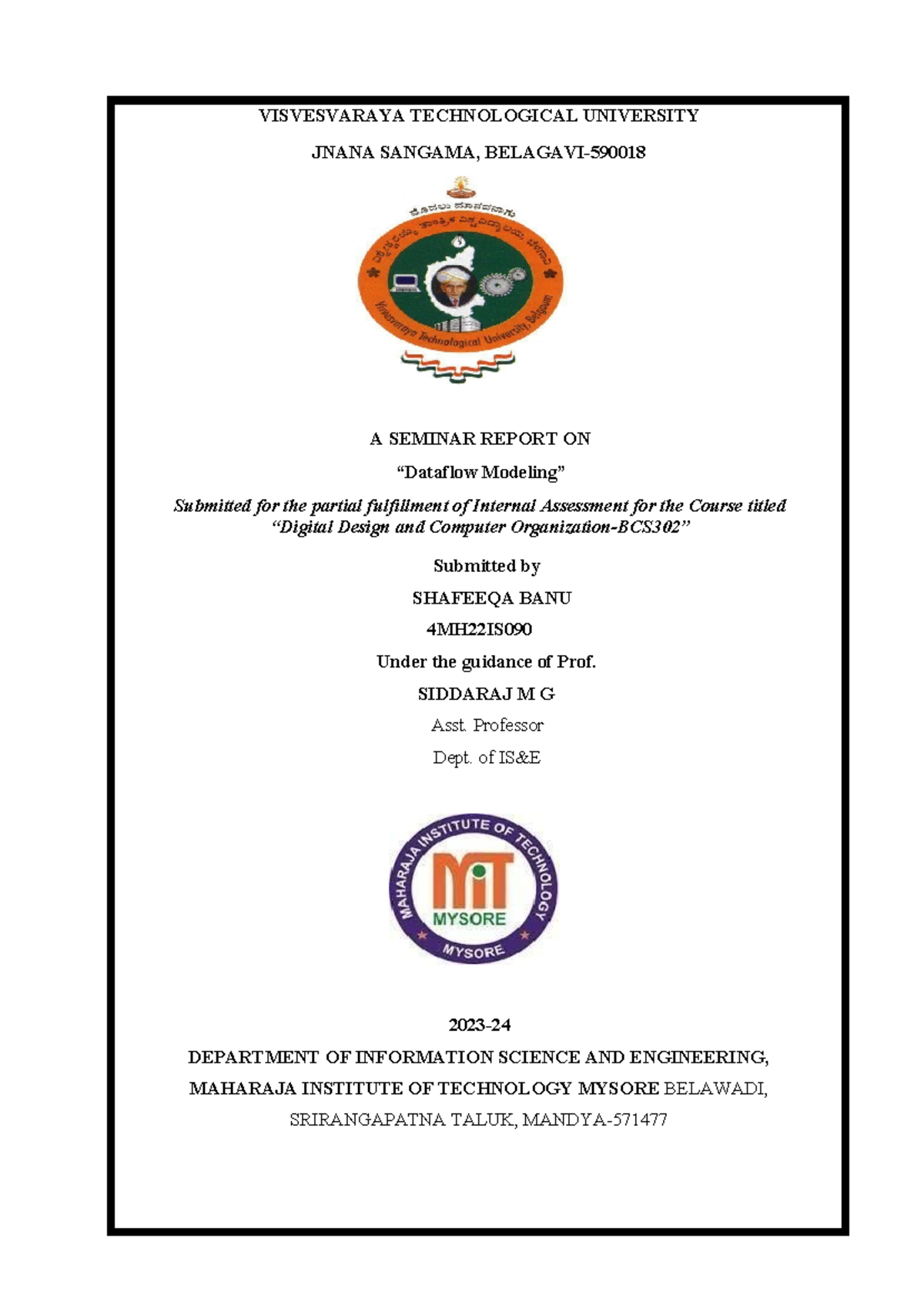 Ddco seminar - VISVESVARAYA TECHNOLOGICAL UNIVERSITY JNANA SANGAMA ...