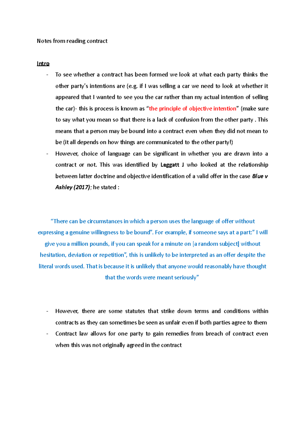 Notes from reading LC1: offer and acceptance - Notes from reading ...