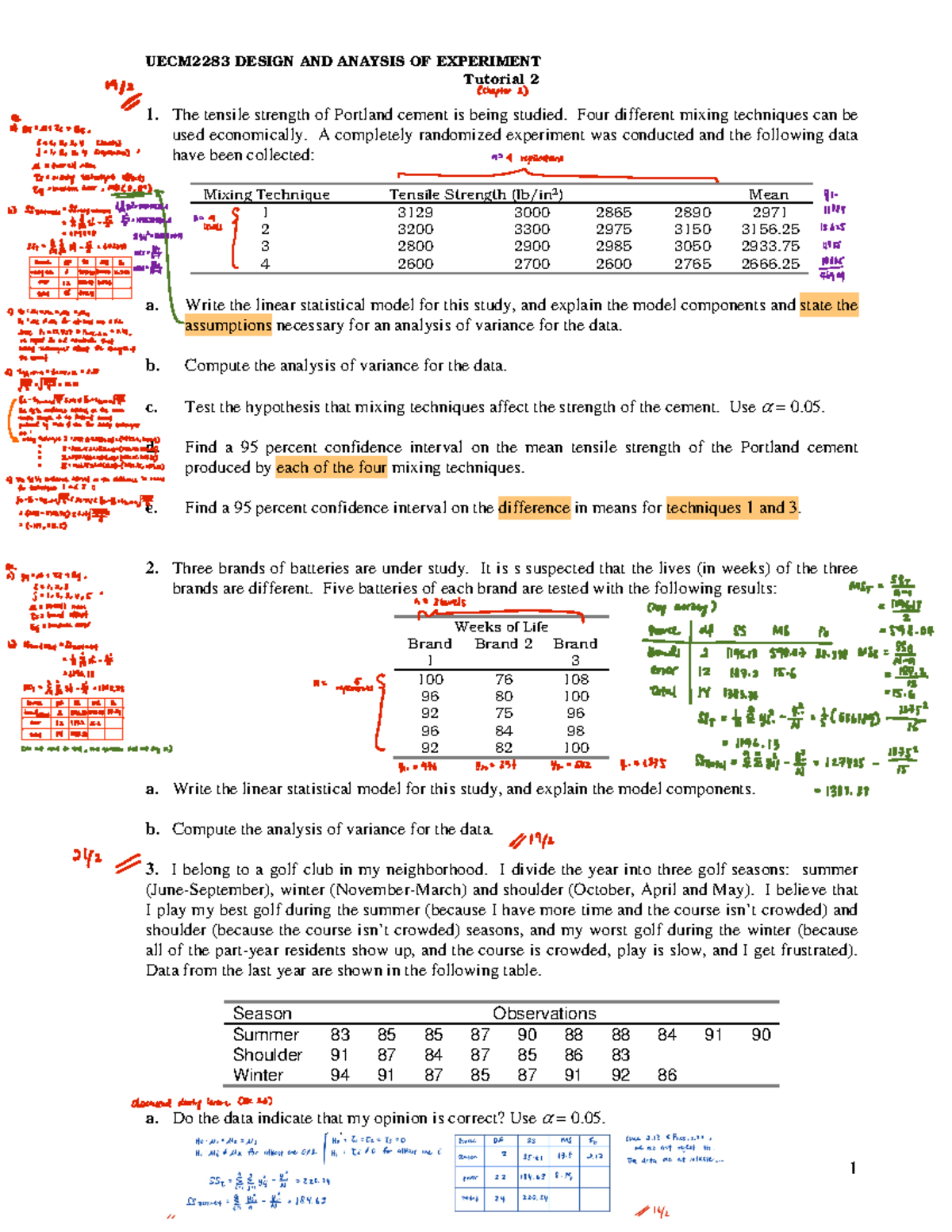 Tutorial 2 - UECM2283 DESIGN AND ANAYSIS OF EXPERIMENT Tutorial 2 1 1 ...