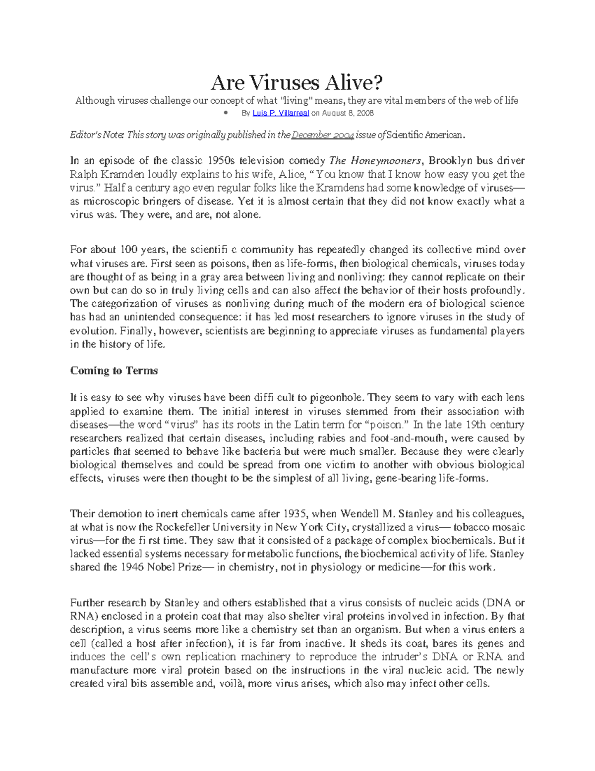 Are Viruses Alive - article - Are Viruses Alive? Although viruses ...