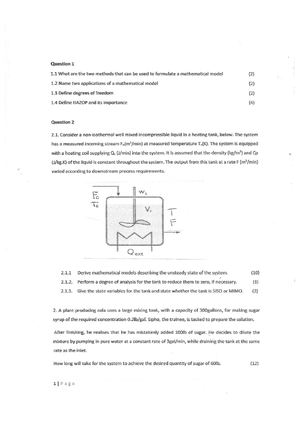 Process Modelling Simulation and Control - Worked problems. Chapter 3: Examples of mathematical ...