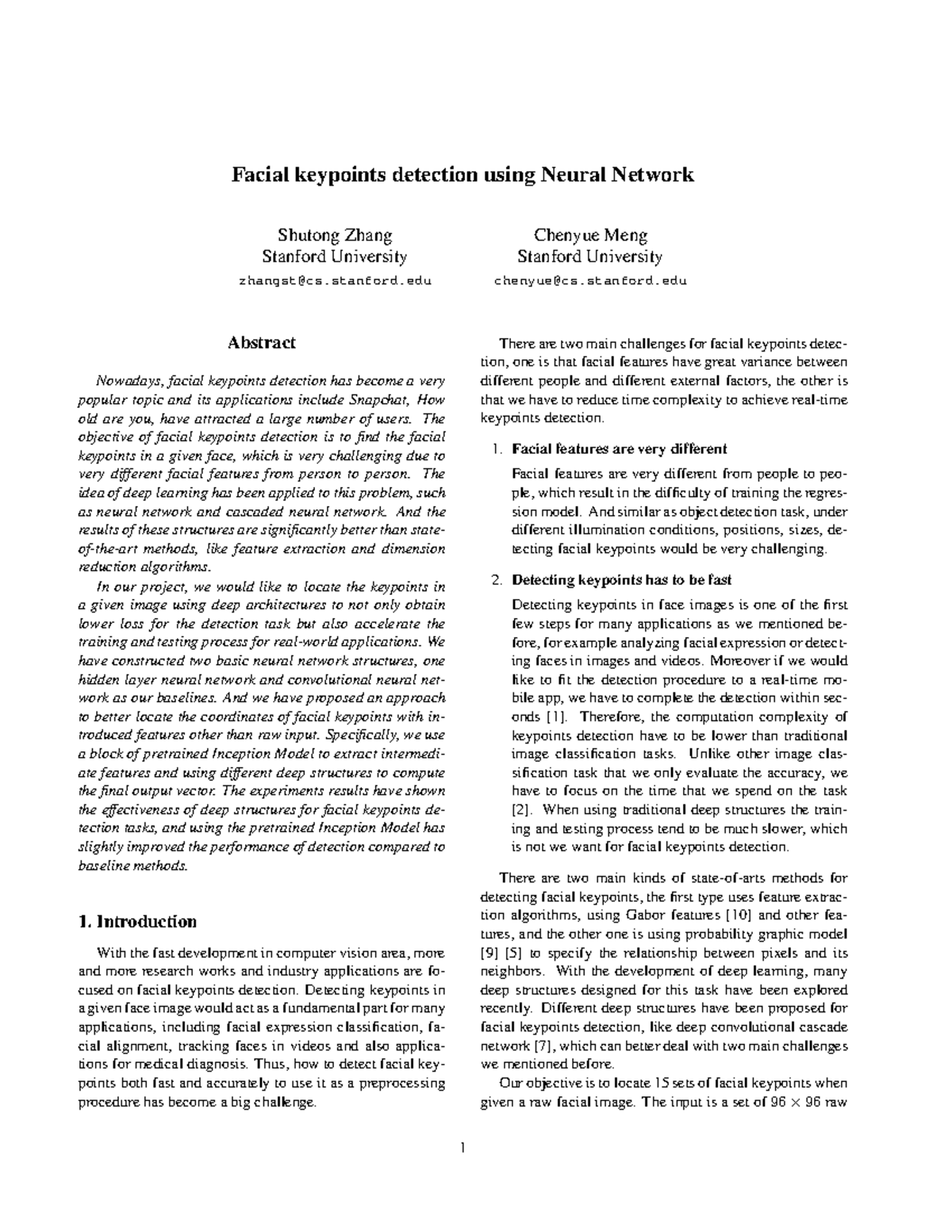 Facial keypoints detection using neural network - Nowadays, facial keypoints detection has ...