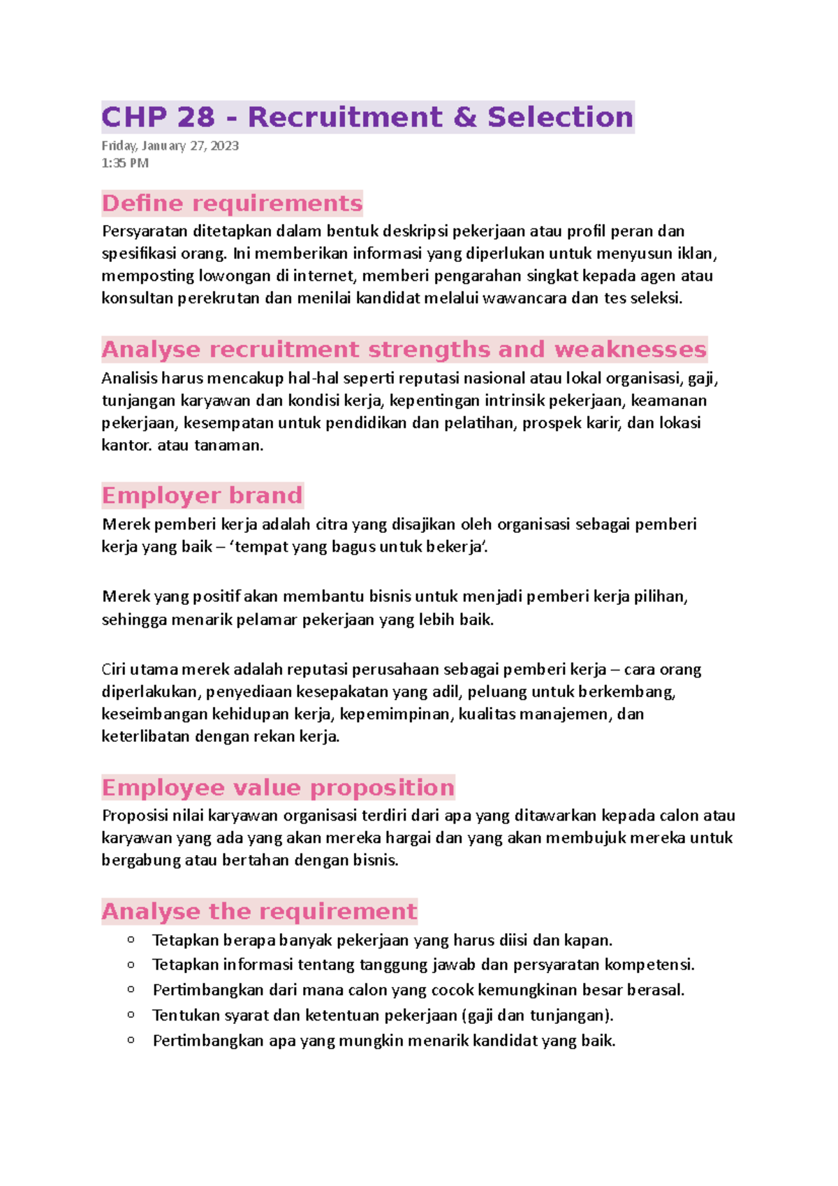 CHP 28 - Recruitment and Selection - CHP 28 - Recruitment & Selection Friday, January 27, 2023 ...