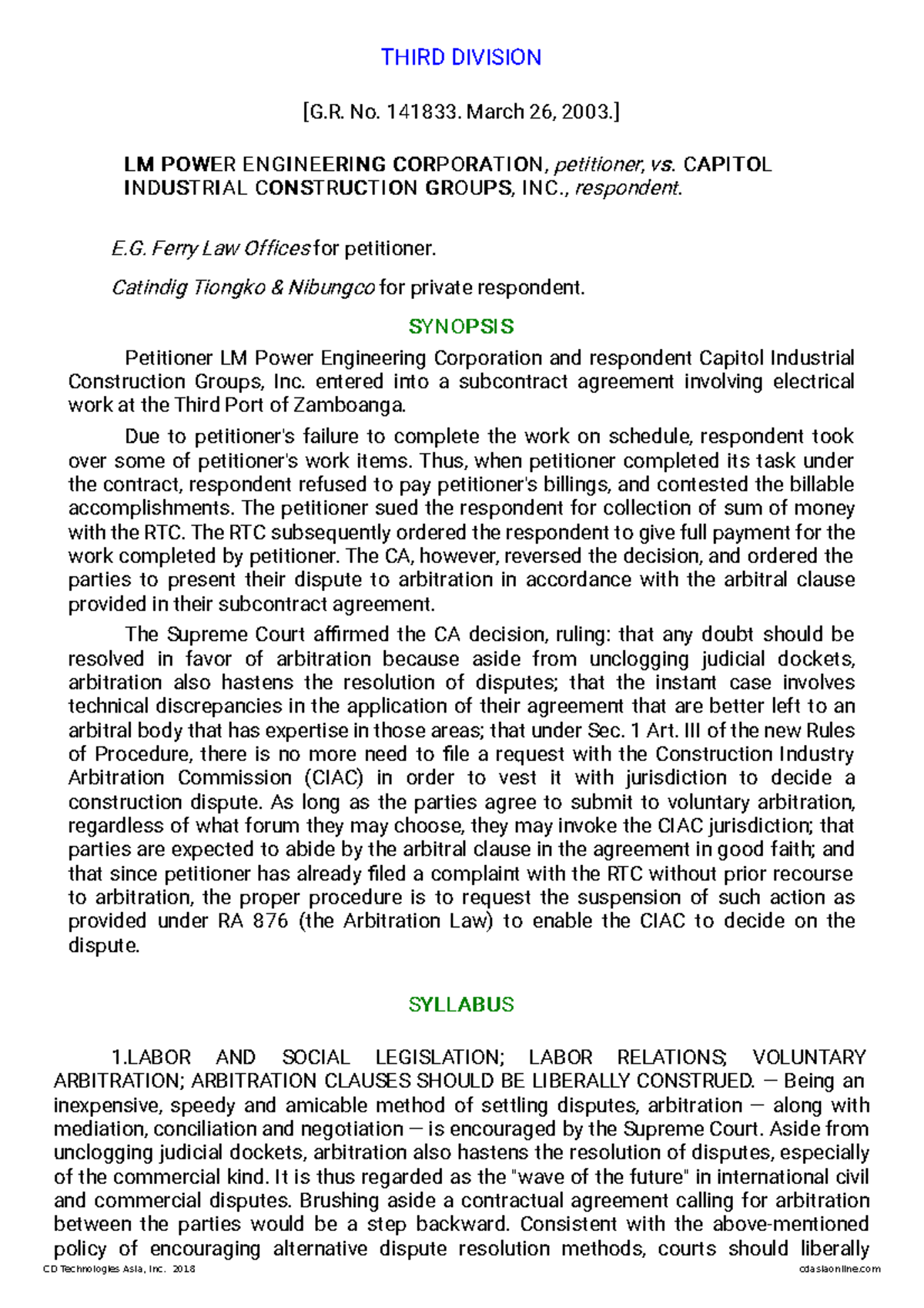 3. LM Power Engineering Corp. v. Capitol Industrial Construction Groups ...