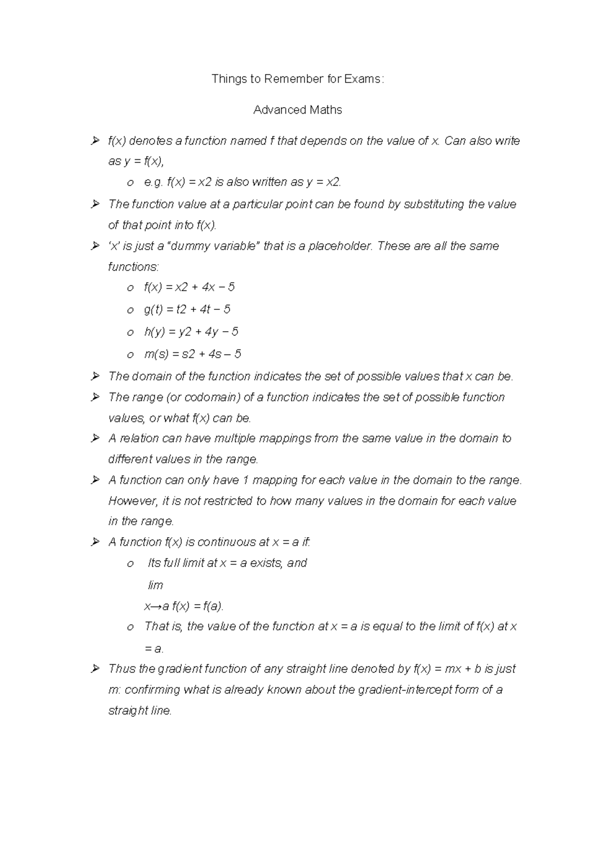 Courses maths 2u 1468414329 2016 Mathematics Notes - Things to Remember ...