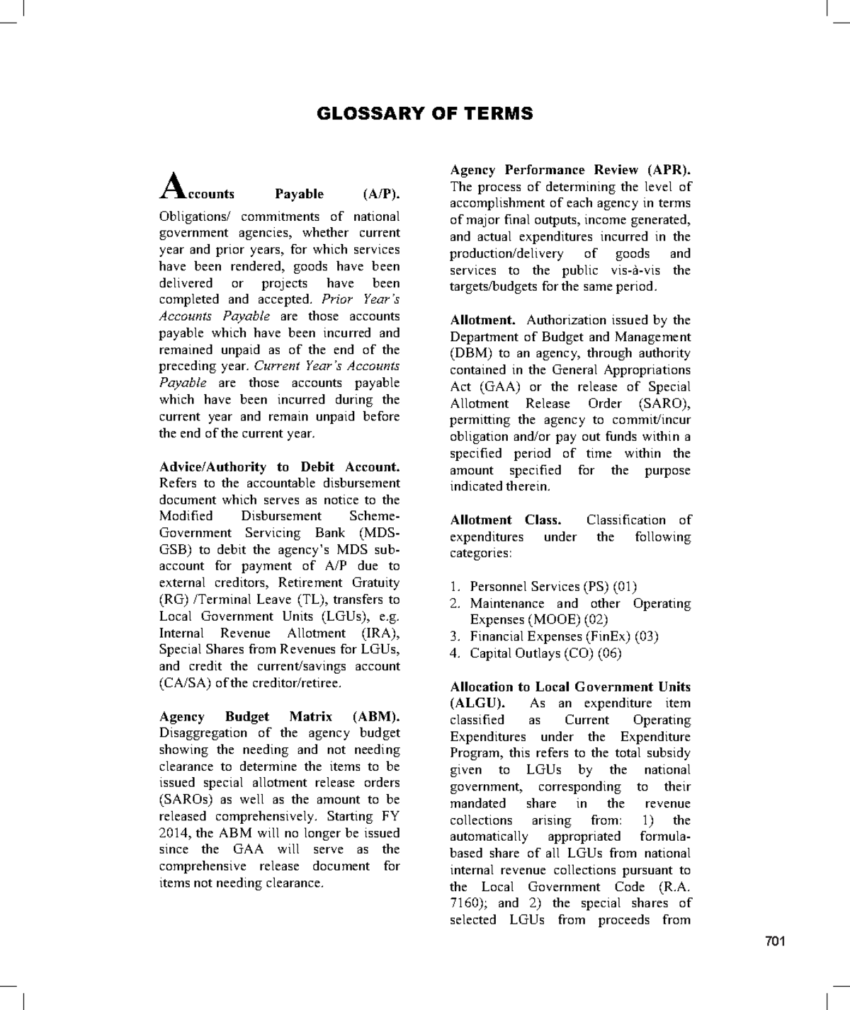 Glossary - Accountancy documents, Bachelor of Science in Accountancy ...