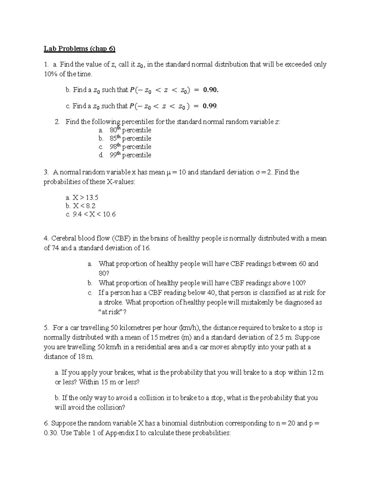 Lab Problems (chap 6) - Lab material for practice for exams - Lab ...