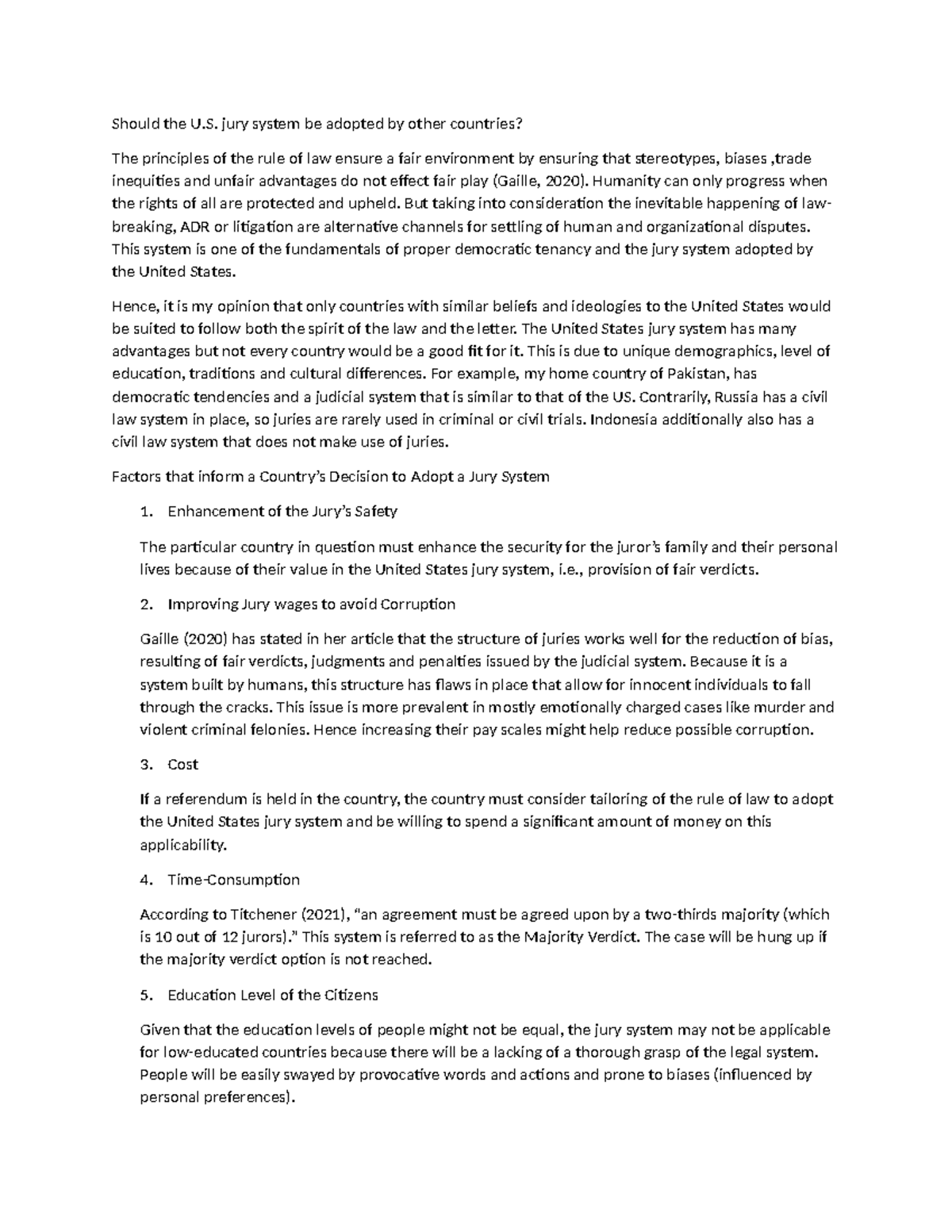 DISCUSSION FORUM 2 - Should the U. jury system be adopted by other ...