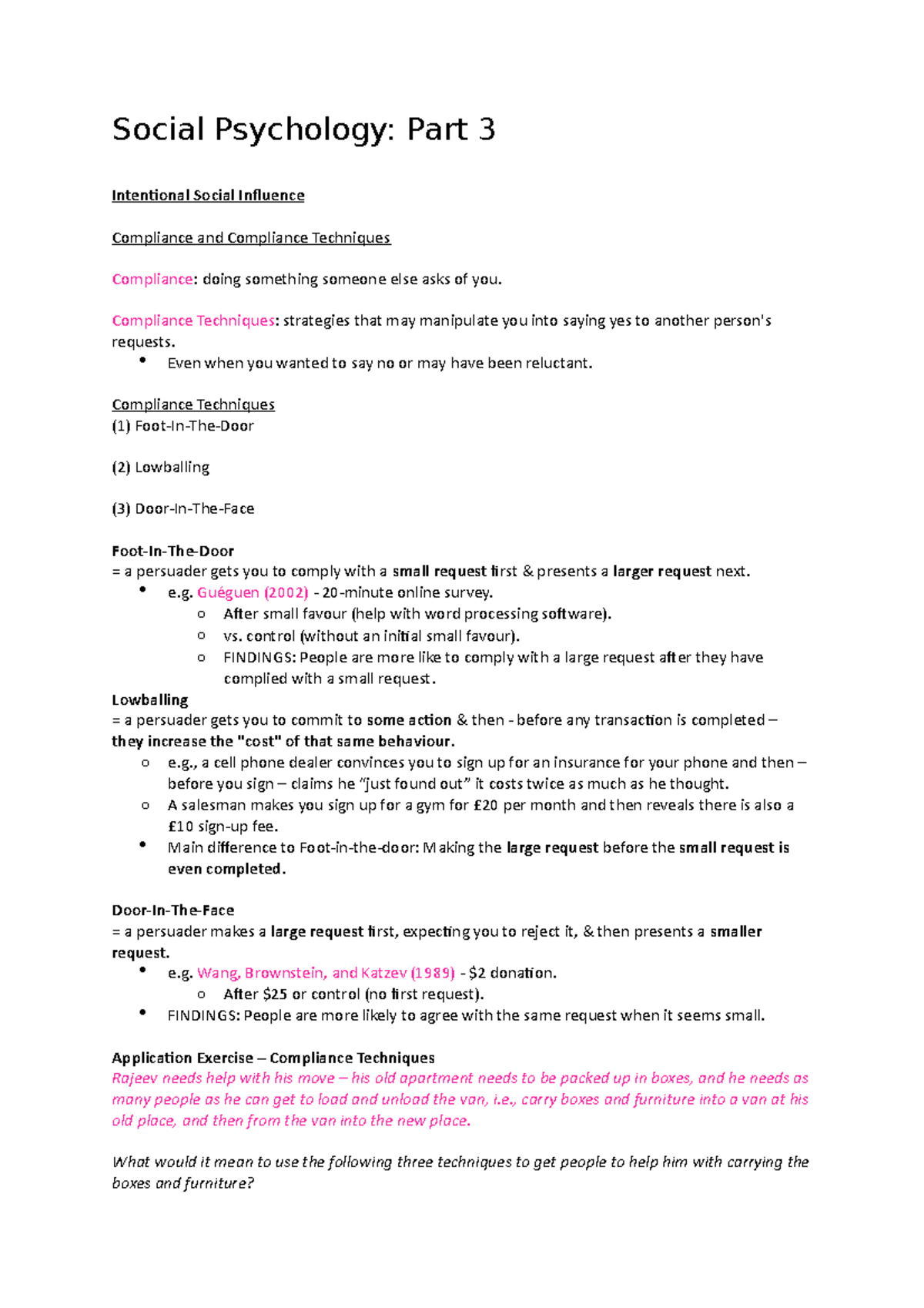 Social Psychology Part 3 - Compliance Techniques: strategies that may ...