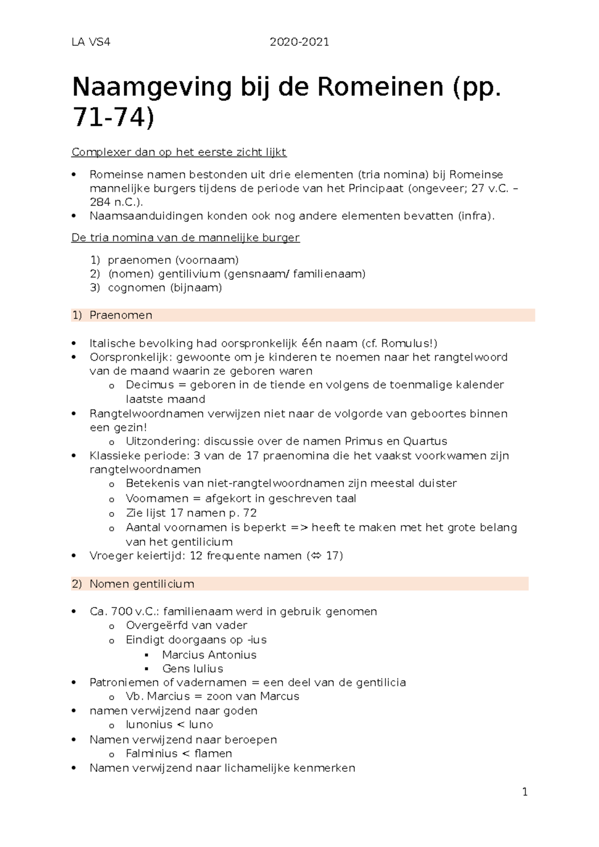 Latijn Vakstudie 4 - cultuur - naamgeving bij de Romeinen - Naamgeving ...