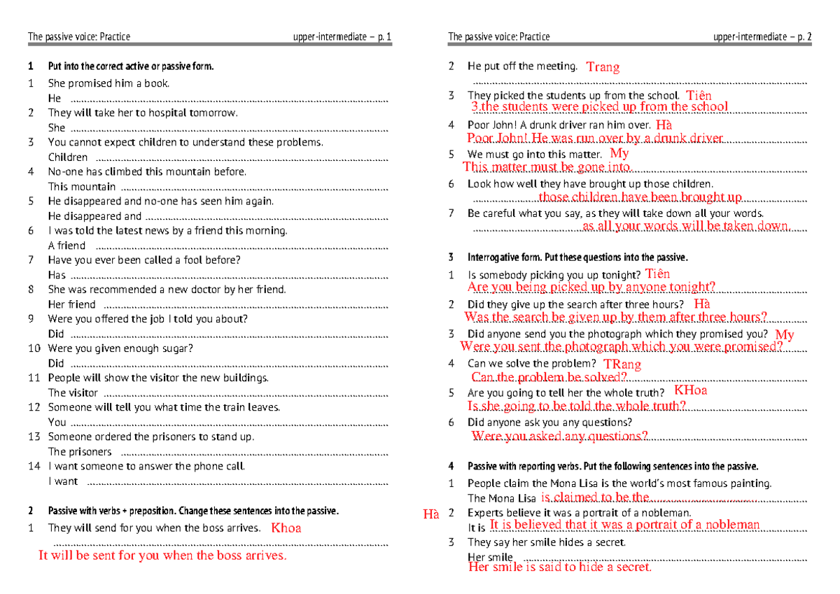 Passive voice Advanced - The passive voice: Practice upper-intermediate ...