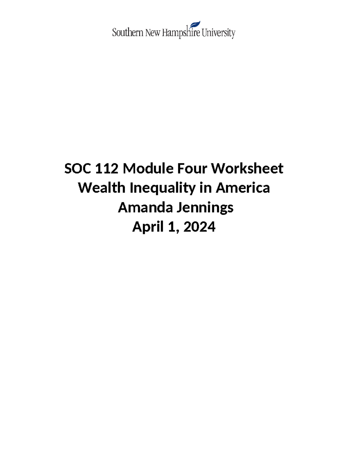 SOC 112 Module Four Worksheet Completed - SOC 112 Module Four Worksheet ...