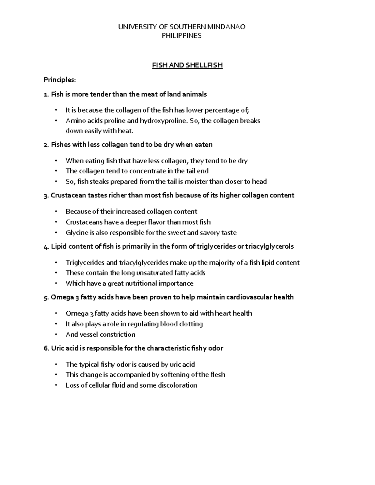 FISH AND Shellfish 1 - Principles - UNIVERSITY OF SOUTHERN MINDANAO ...