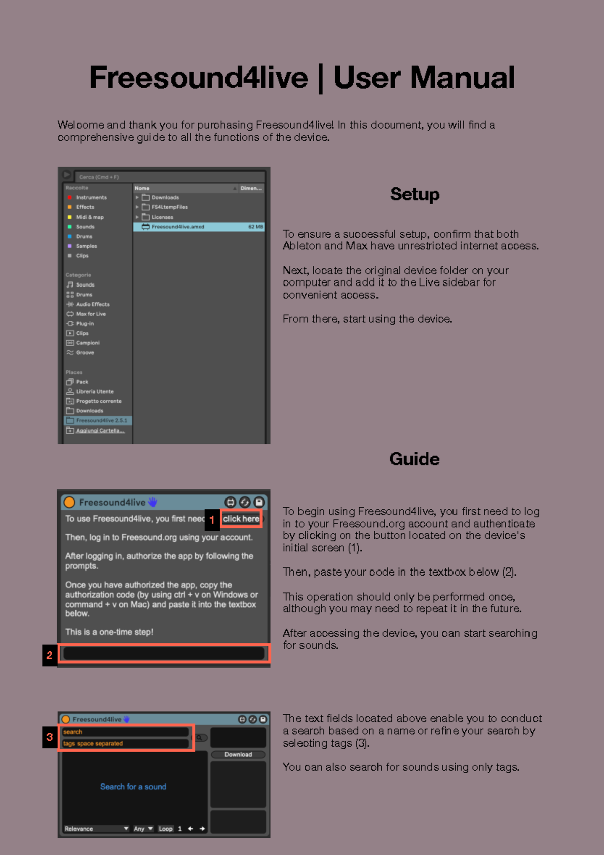 Freesound 4live - User Manual - Freesound4live | User Manual Welcome and thank you for ...