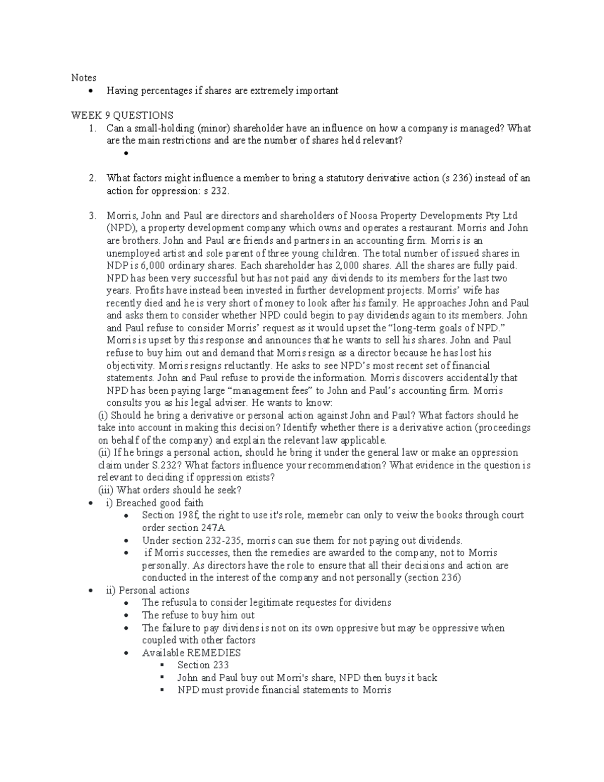 Notes - Set of tutorial questions for practice purposes - Notes ...