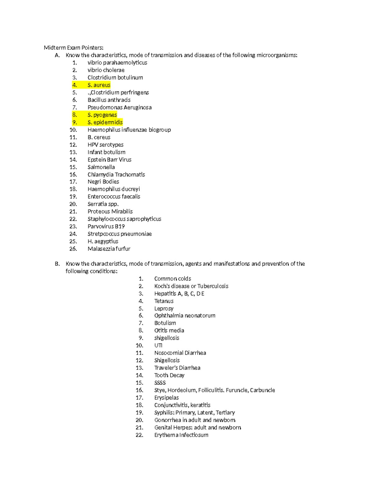 Midterm Exam 2023 2024 Pointers Midterm Exam Pointers A Know The