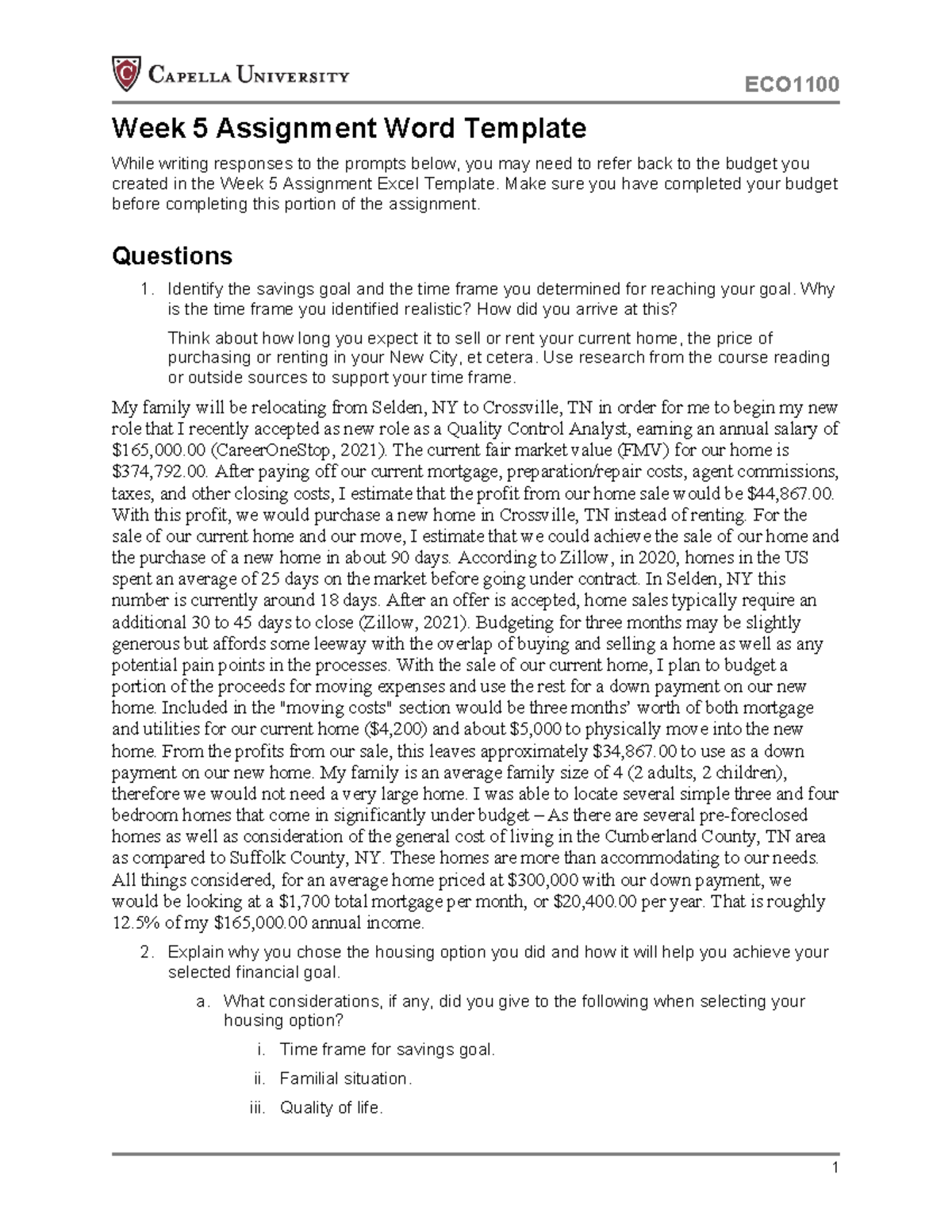 Cf week 5 word template- complete - Week 5 Assignment Word Template While writing responses to ...