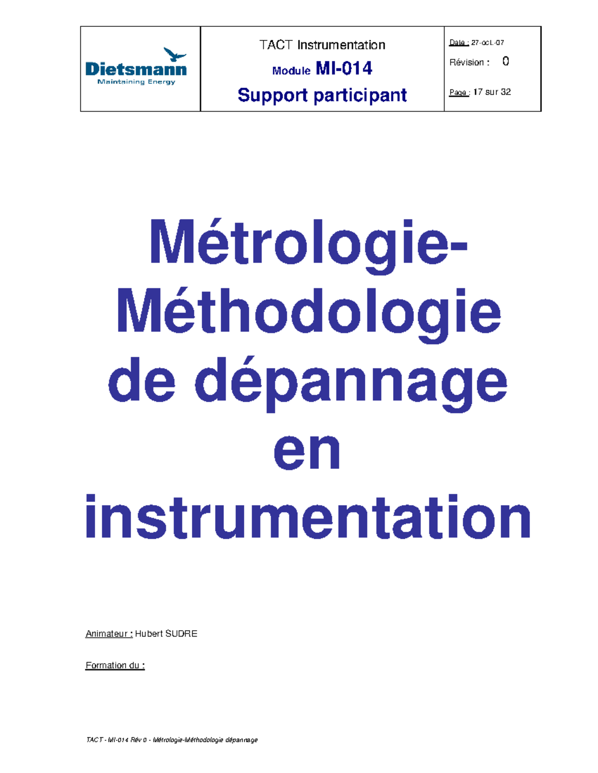 TACT - MI-014 Rév 0 - Métrologie-Méthodologie dépannage - TACT ...
