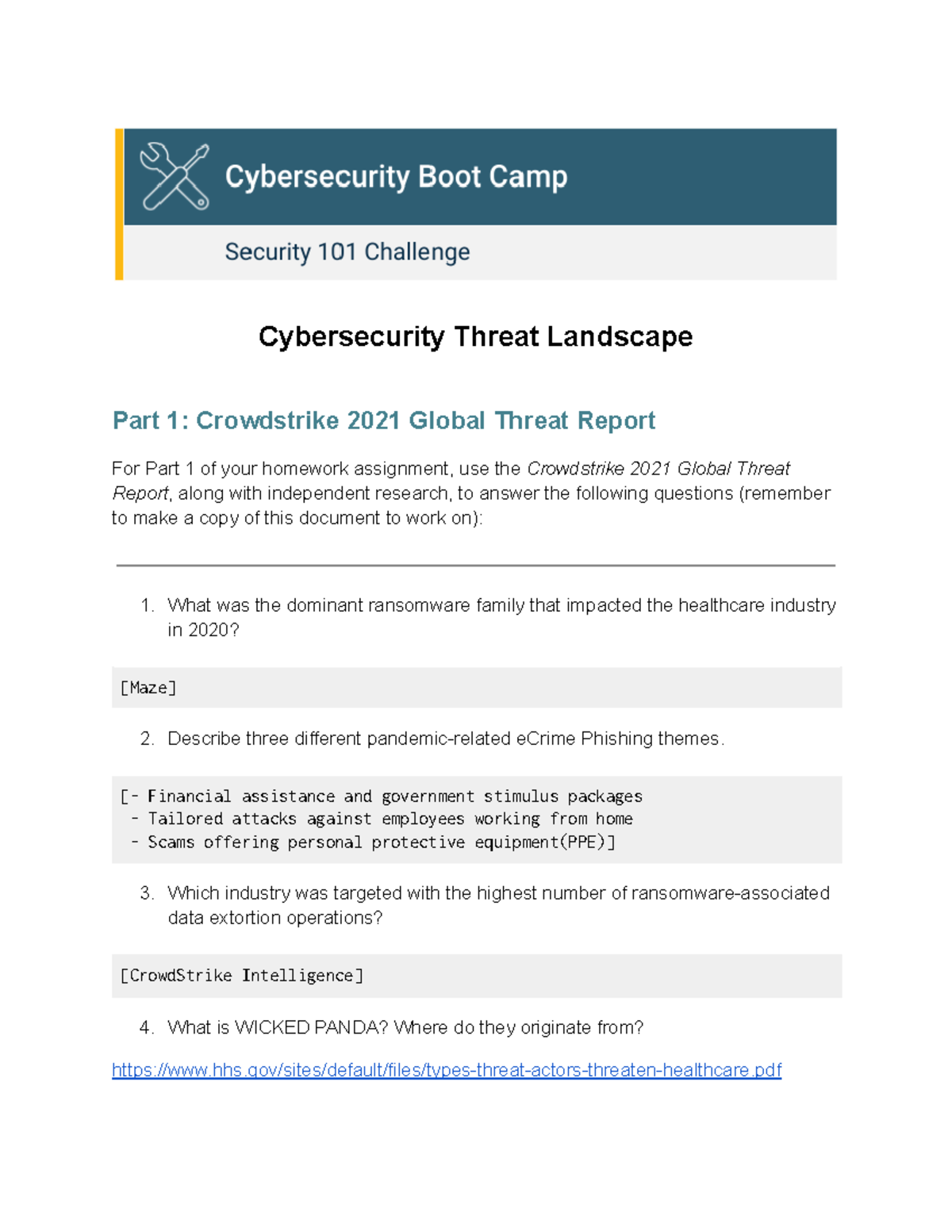 Security 101 Challenge - Cybersecurity Threat Landscape Part 1 ...