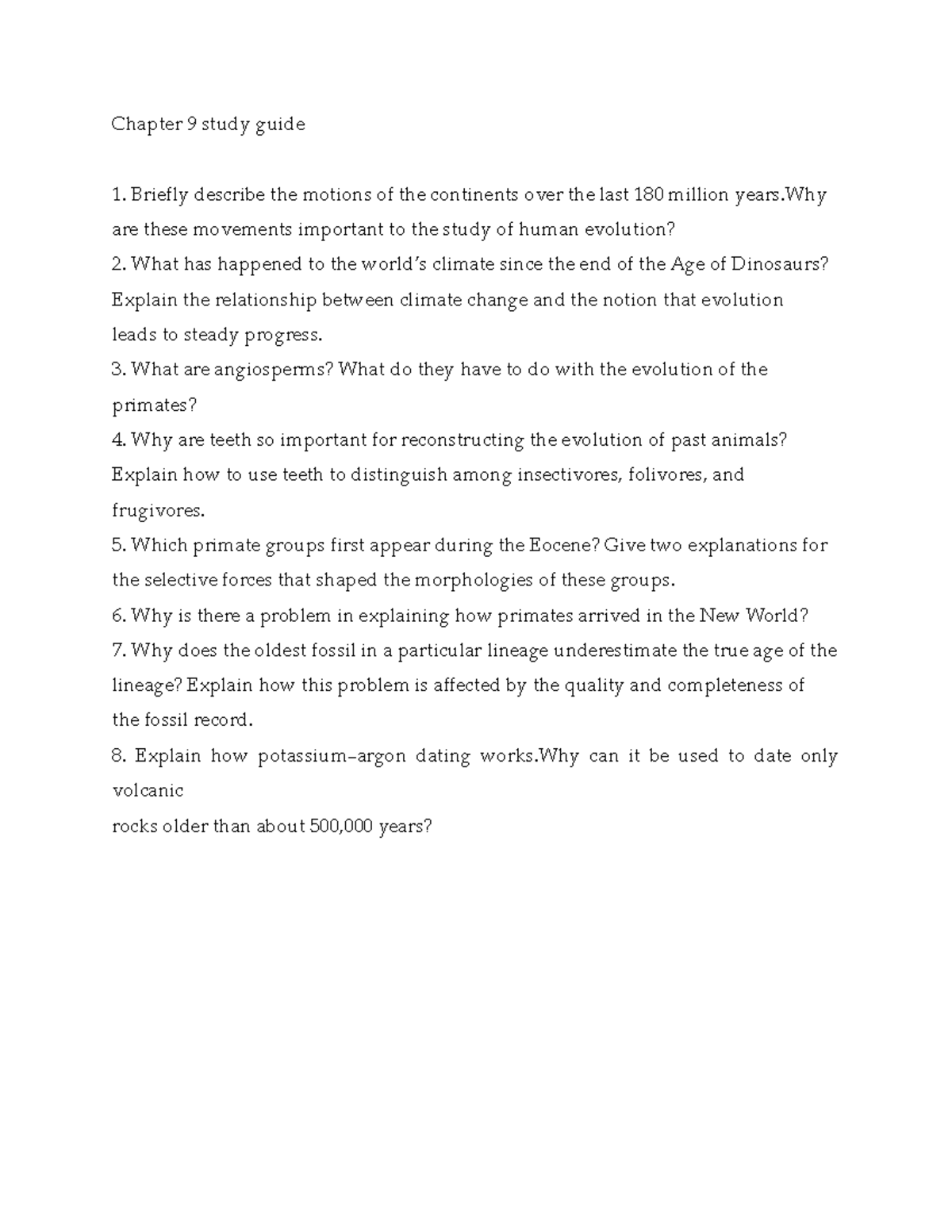 Chapter 9 study guide - Chapter 9 study guide Briefly describe the ...