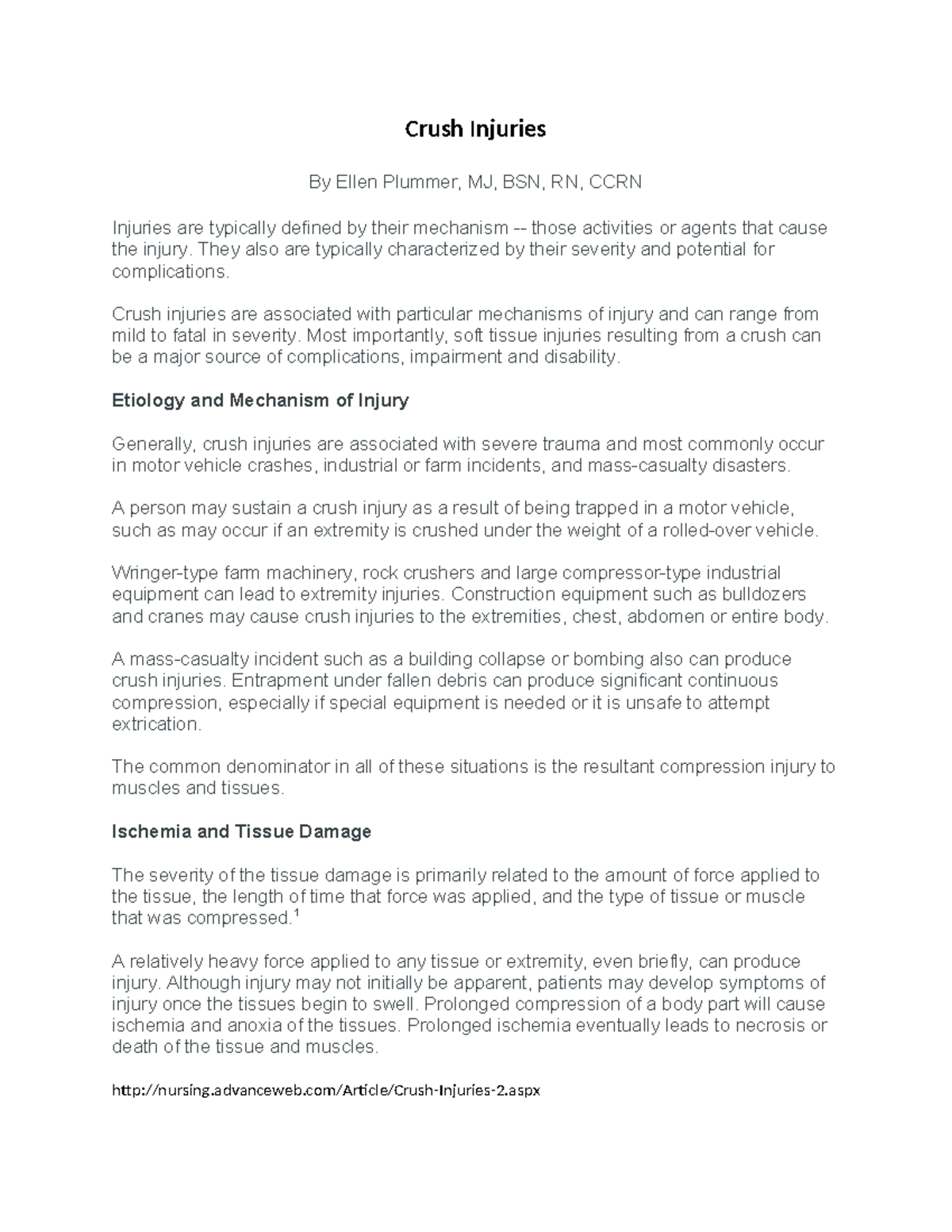 2A-Crush Injuries-Student - Crush Injuries By Ellen Plummer, MJ, BSN ...