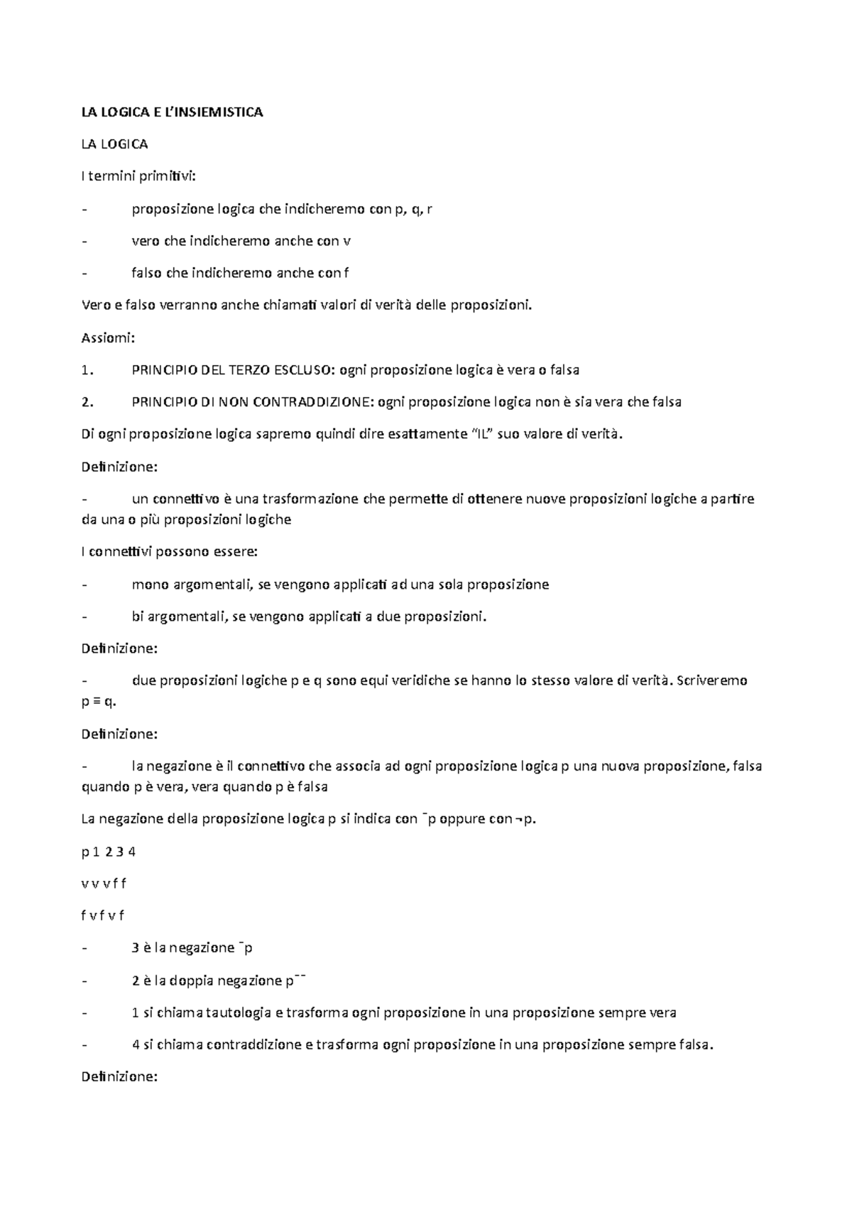 LA Logica E L' Insiemistica - Scienze della formazione primaria ...