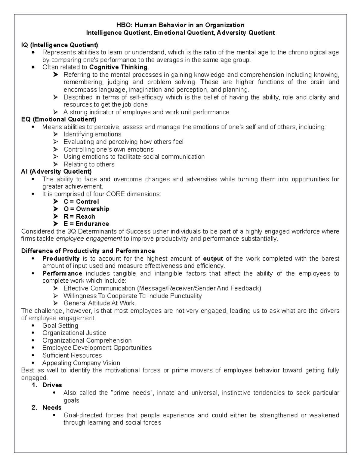 Intelligence Quotient, Emotional Quotient, Adversity Quotient - HBO ...