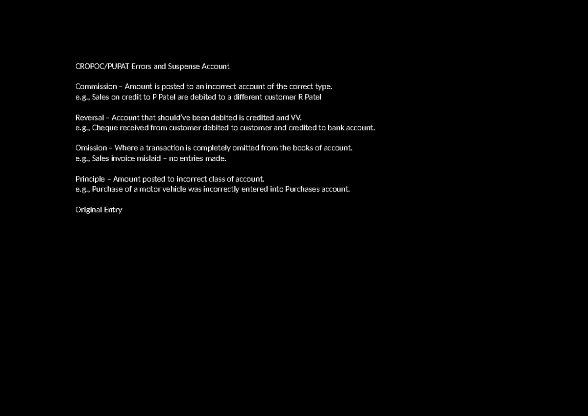 Cropoc Errors Poster - CROPOC/PUPAT Errors and Suspense Account Commission – Amount is posted to ...