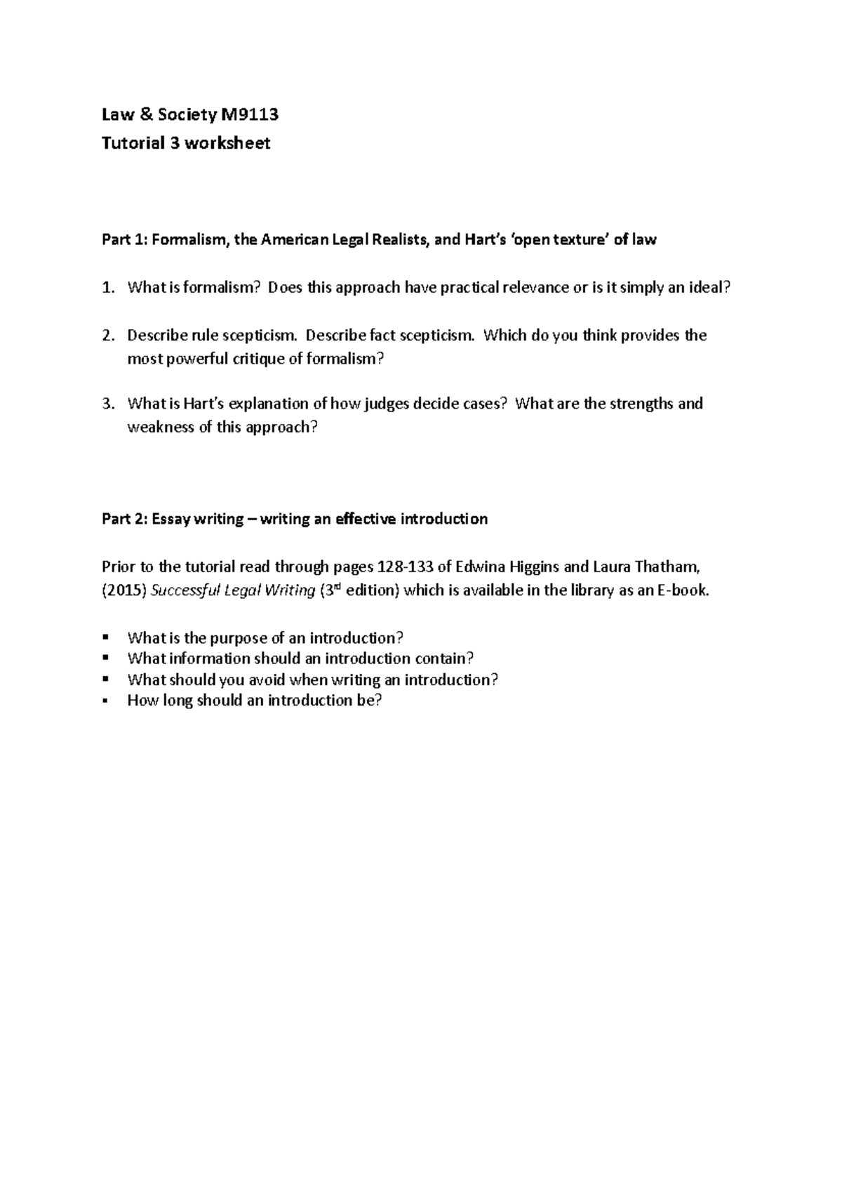 Tutorial 3 worksheet - ... - Law & Society M Tutorial 3 worksheet Part ...