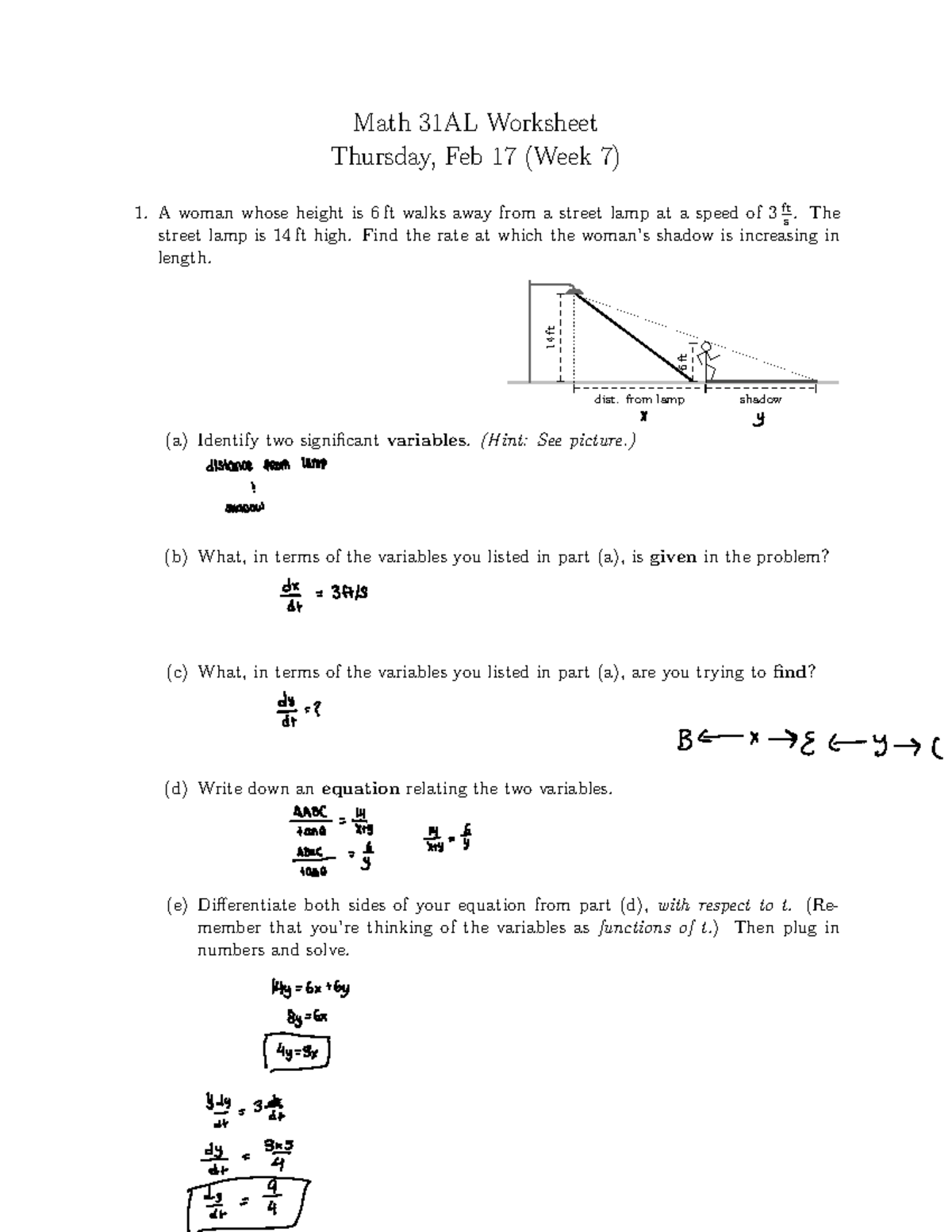 Worksheet Math 31A #14 - Math 31AL Worksheet Thursday, Feb 17 (Week 7 ...