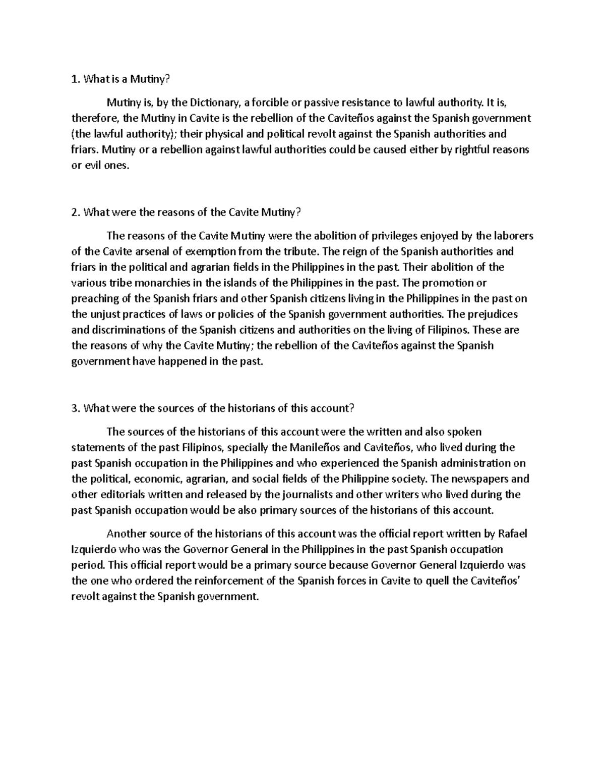 What were the reasons of the Cavite Mutiny? - What is a Mutiny? Mutiny ...