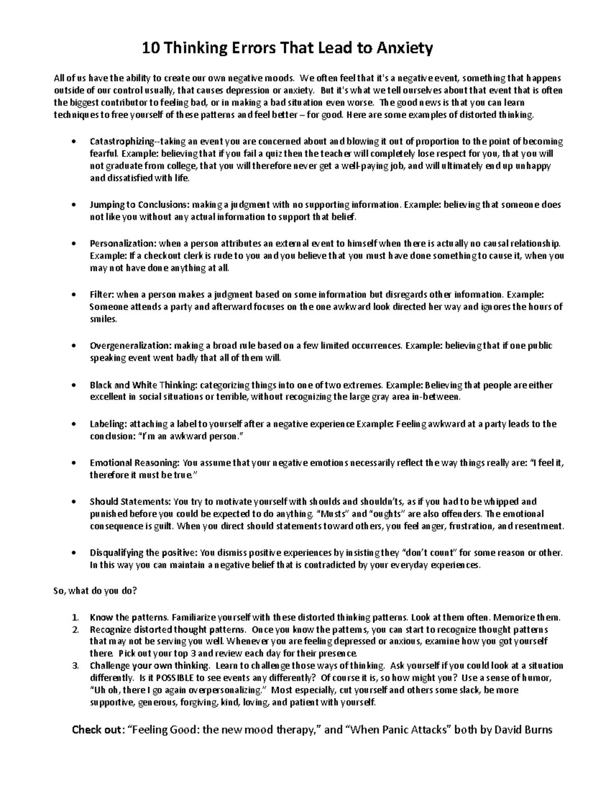 Thinkingerrors and anxiety - 10 Thinking Errors That Lead to Anxiety ...