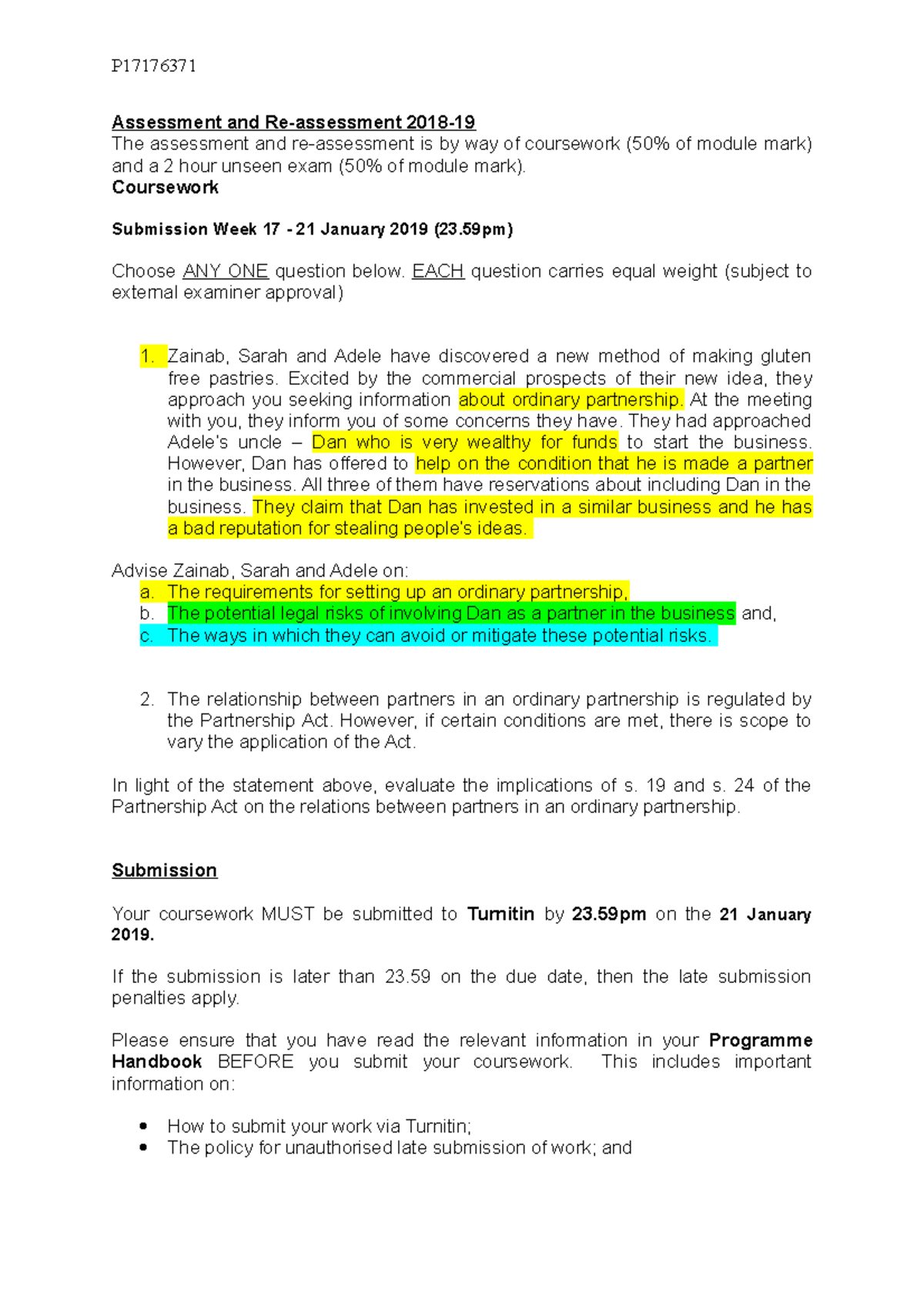 requirements for setting up a partnership - Assessment and Re ...