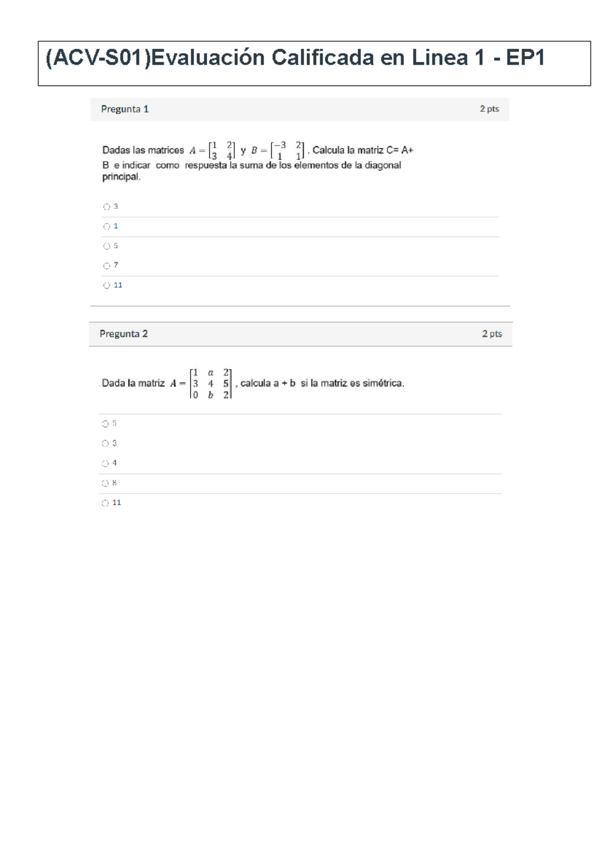 Evaluacion continua - Matematicas Para ingenieros 1 - (ACV-S01)Evaluación Calificada en Linea 1 ...