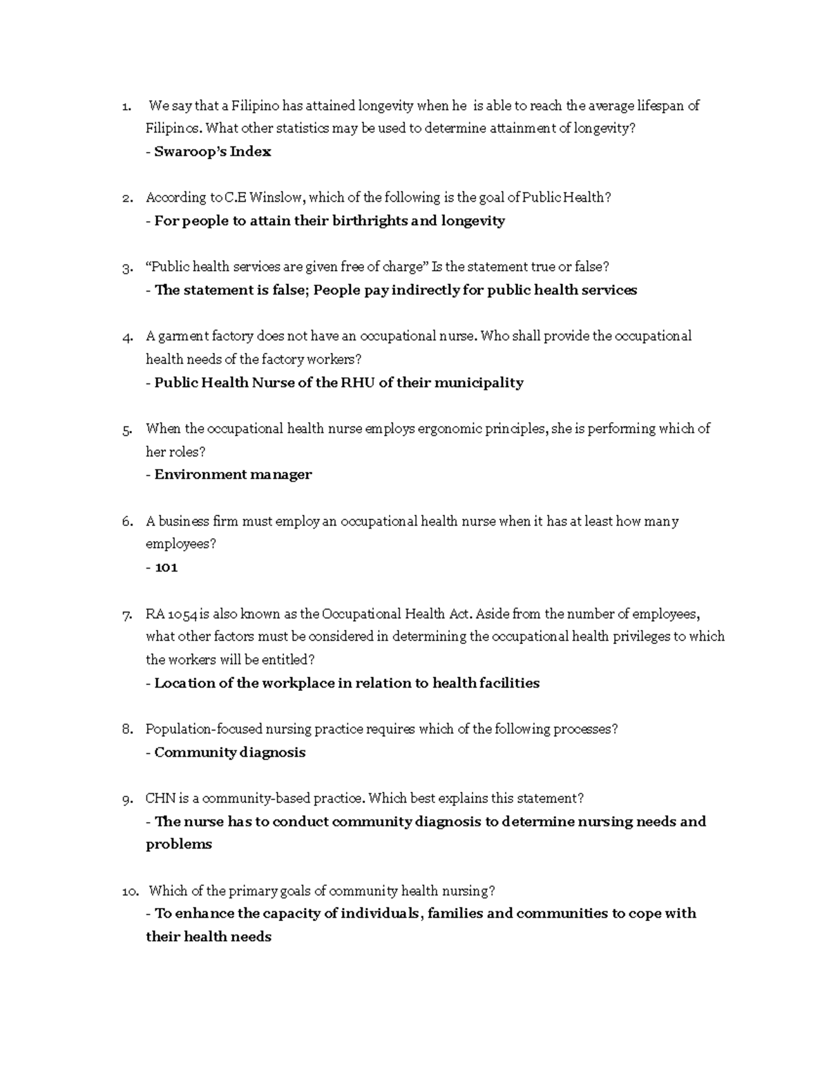 Chn kwischuns - chn 2 - We say that a Filipino has attained longevity ...