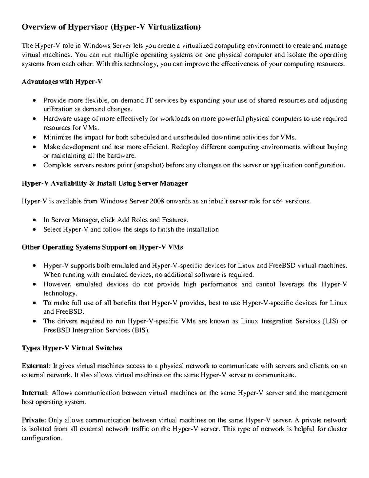 Hyper-v and xen hypervisor - Overview of Hypervisor (Hyper-V ...