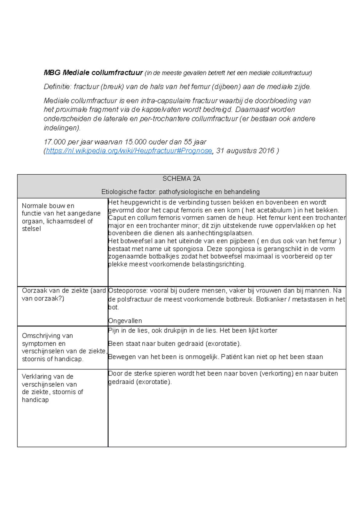 MBG heupfractuur 1 - MBG Mediale collumfractuur (in de meeste gevallen ...