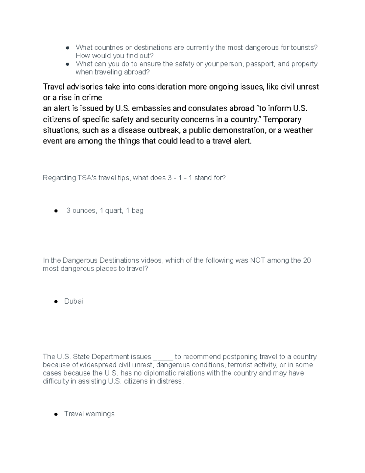 PRT 6 Travel Safety - Professor Ed Ruddell - What countries or ...
