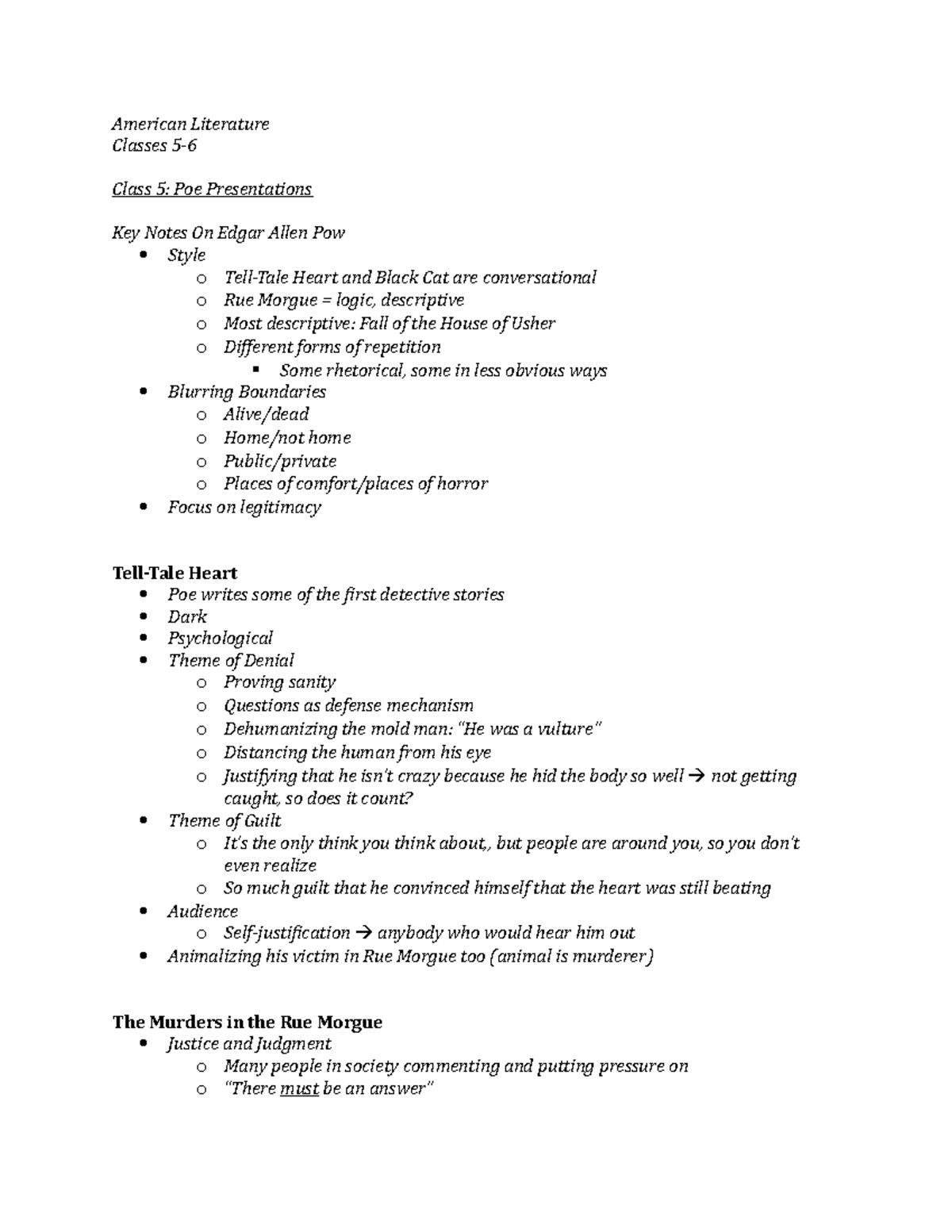 American Literature week 3 - American Literature Classes 5- Class 5 ...