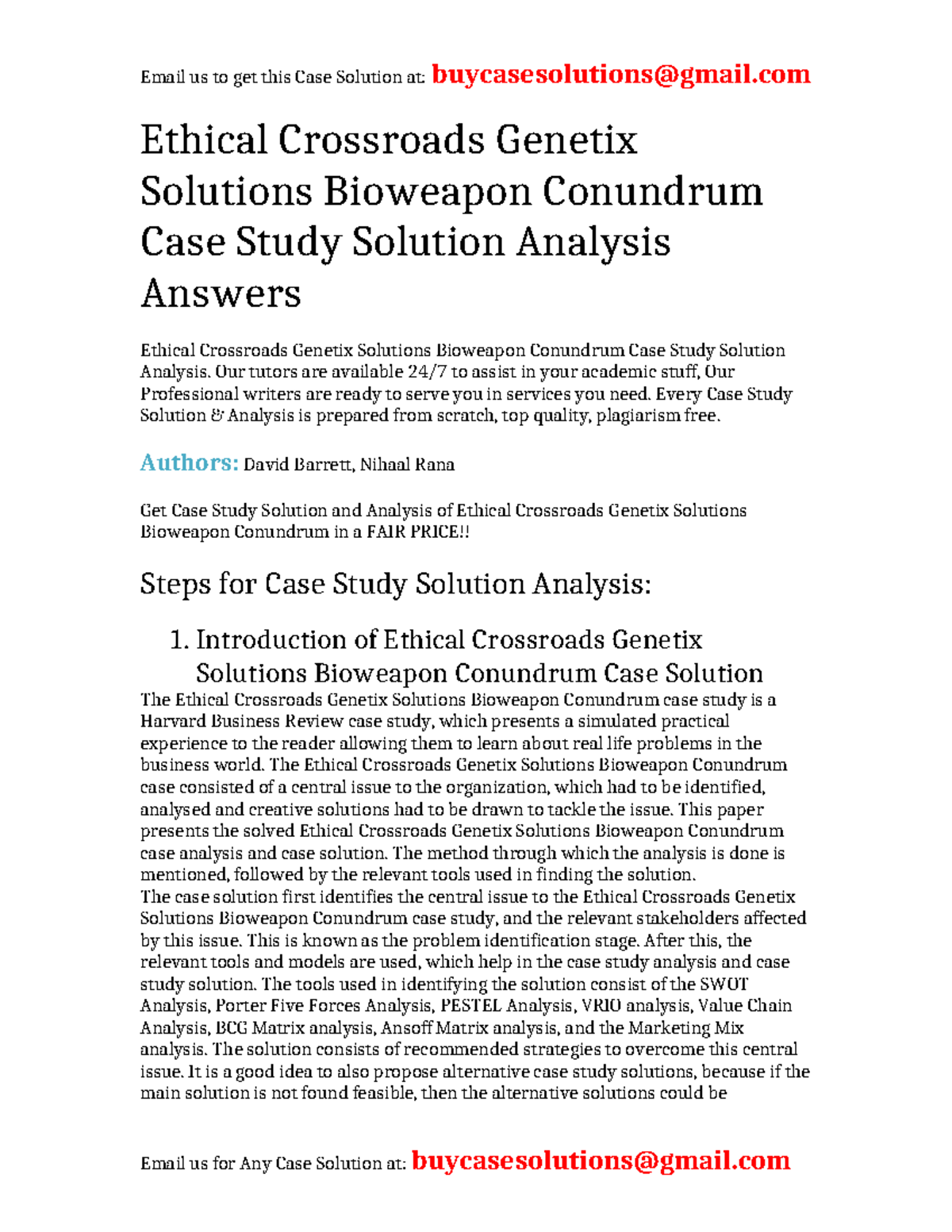 SOLUTION Ethical Crossroads Genetix Solutions Bioweapon Conundrum ...